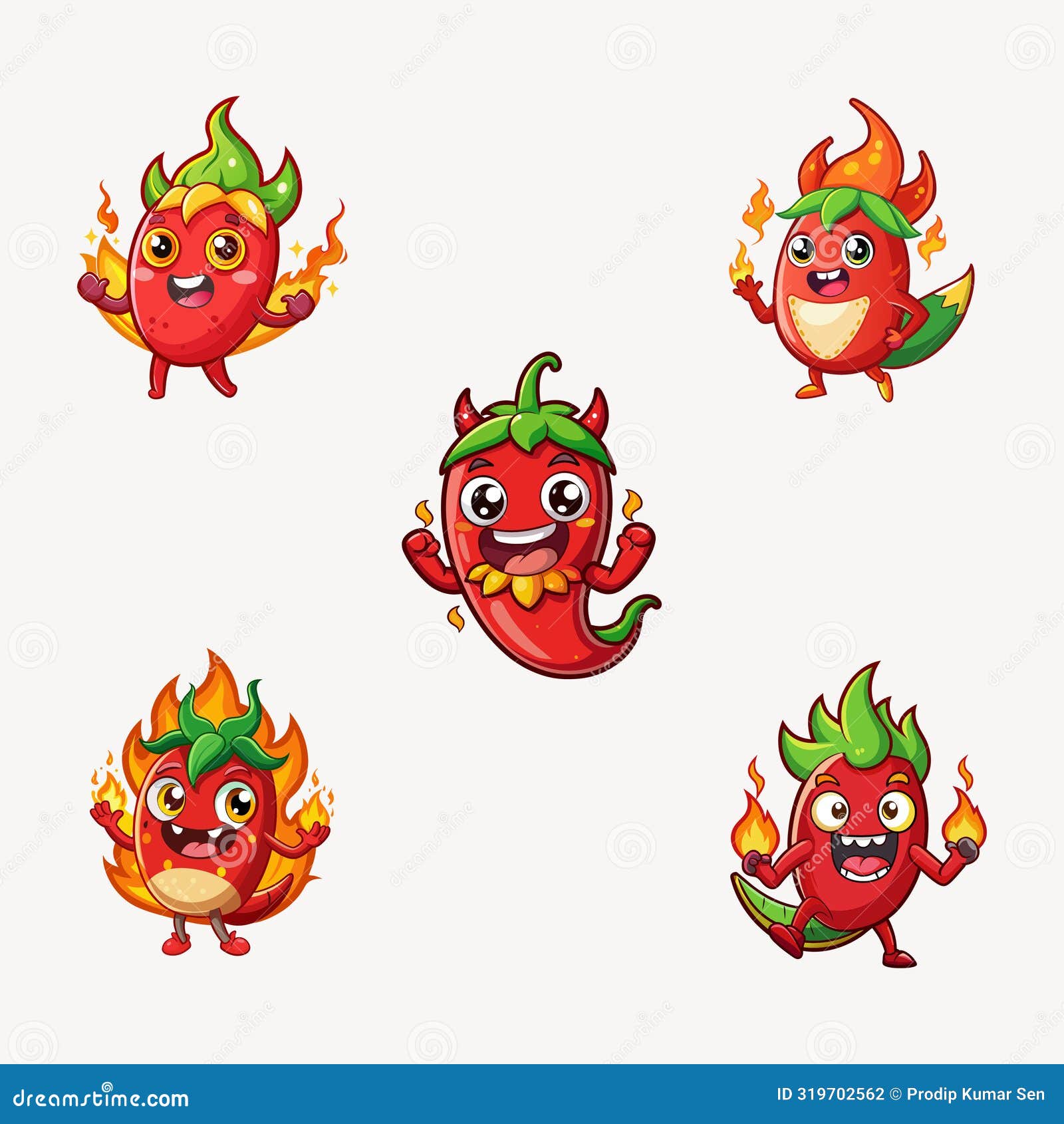 This Vector Illustration Features a Cute Chili Monster with Fire ...