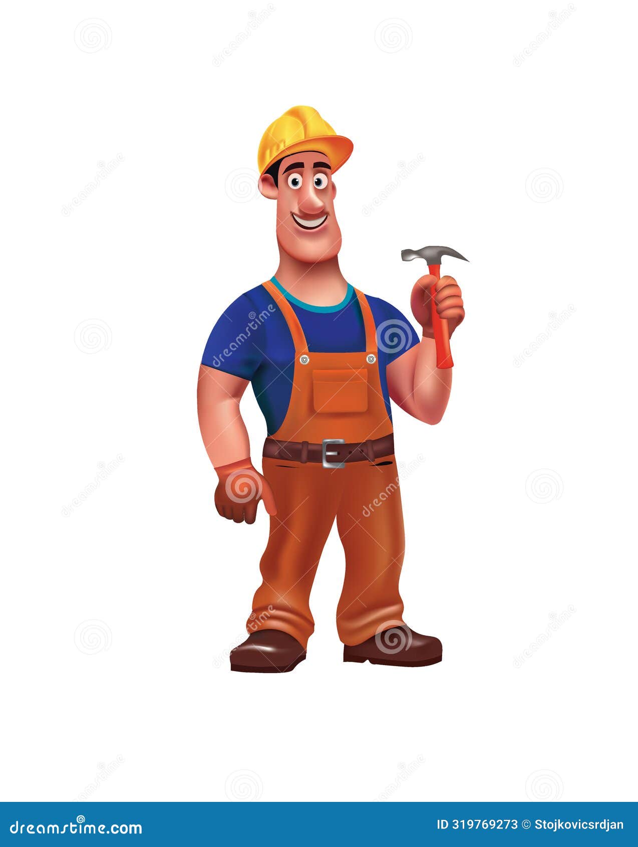 Handy man with hammer stock vector. Illustration of cartoon - 319769273