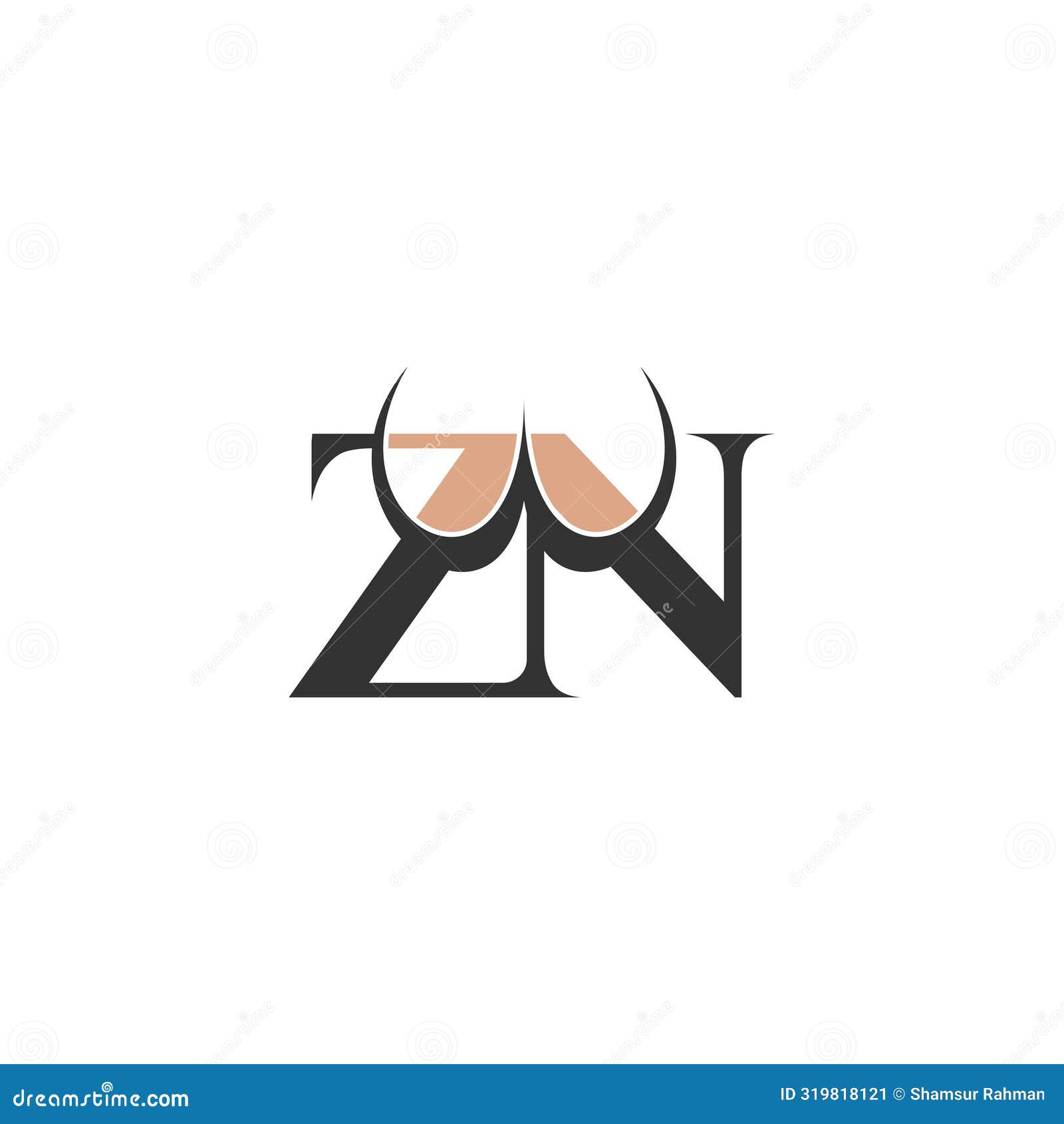 Alphabet Initials Logo ZN, NZ, Z and N Stock Vector - Illustration of ...
