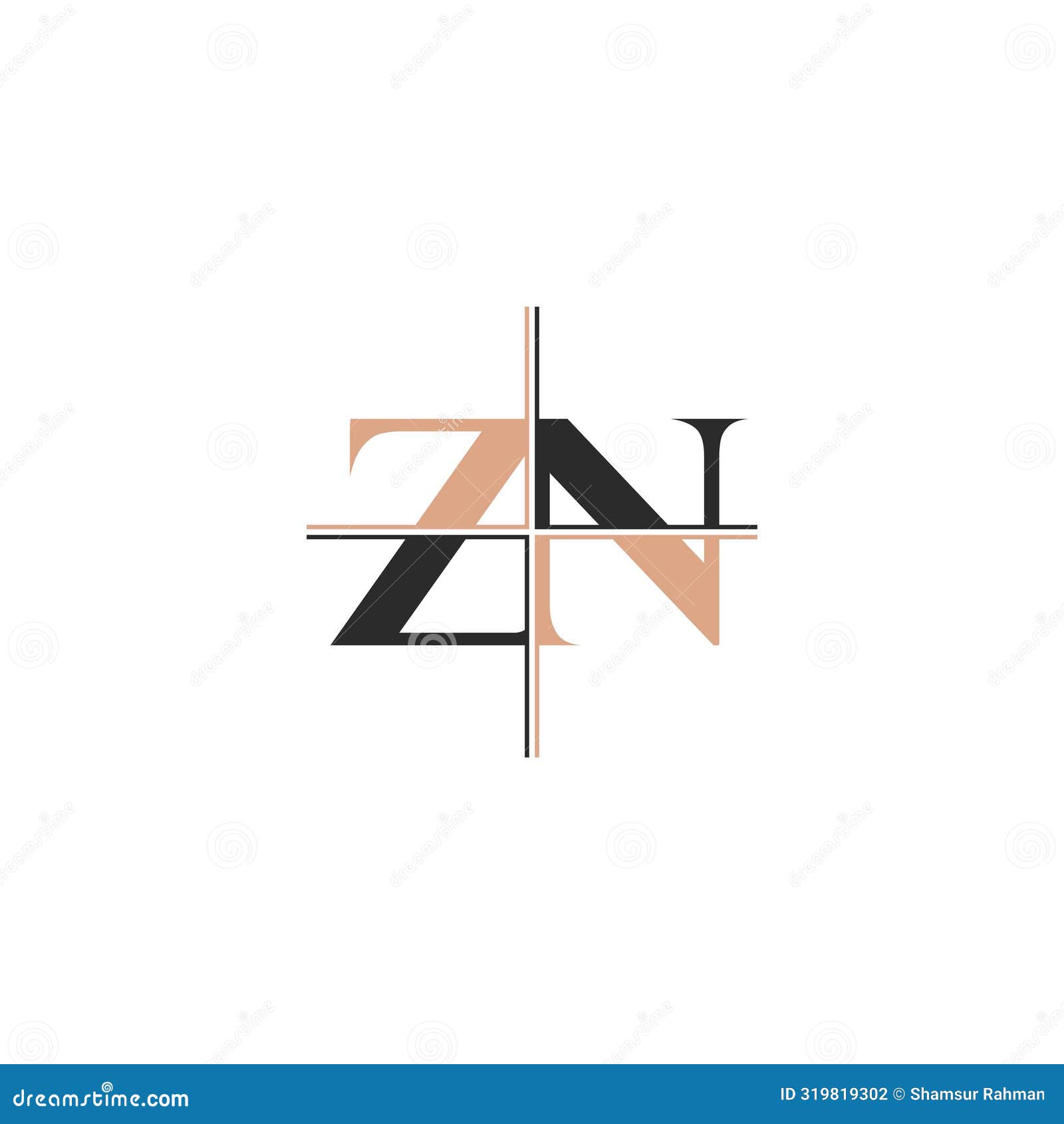 Alphabet Initials Logo ZN, NZ, Z and N Stock Vector - Illustration of ...