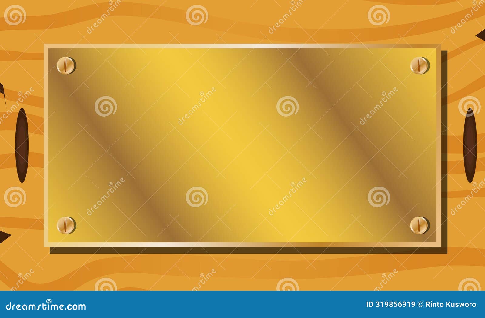 Gold Name Plates with Wooden Frame. Blank Space Stock Vector ...