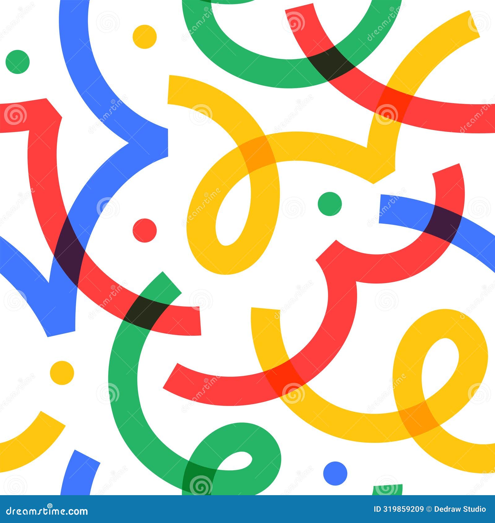 Fun Colorful Line Doodle Seamless Pattern Stock Vector - Illustration ...