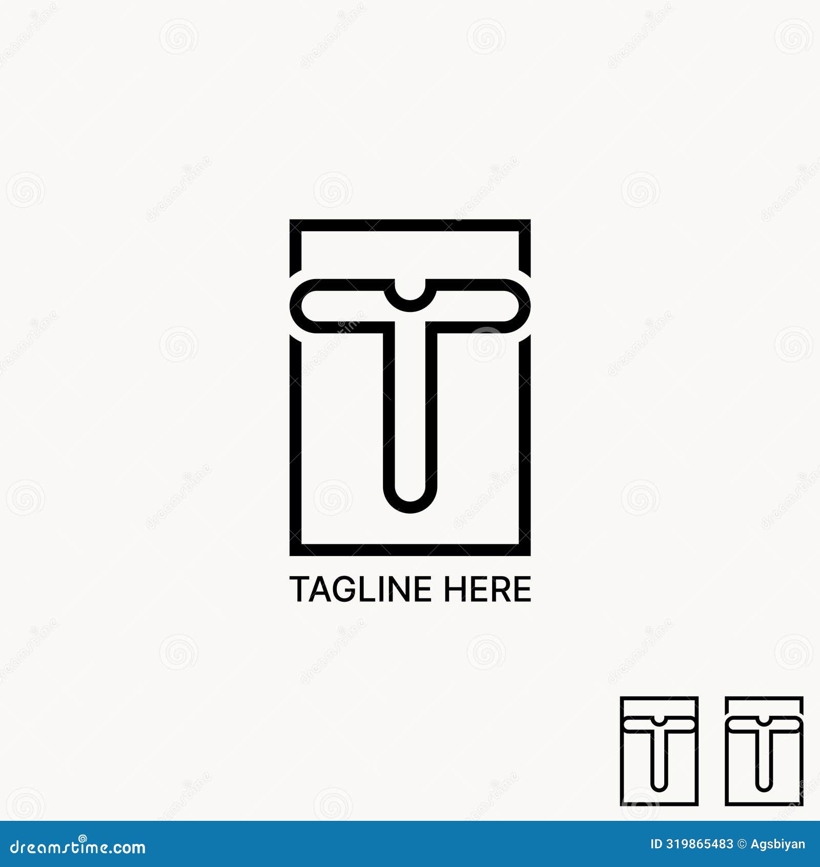 Initial T Font Emblem Template Line Square ID Card Office. Related ...