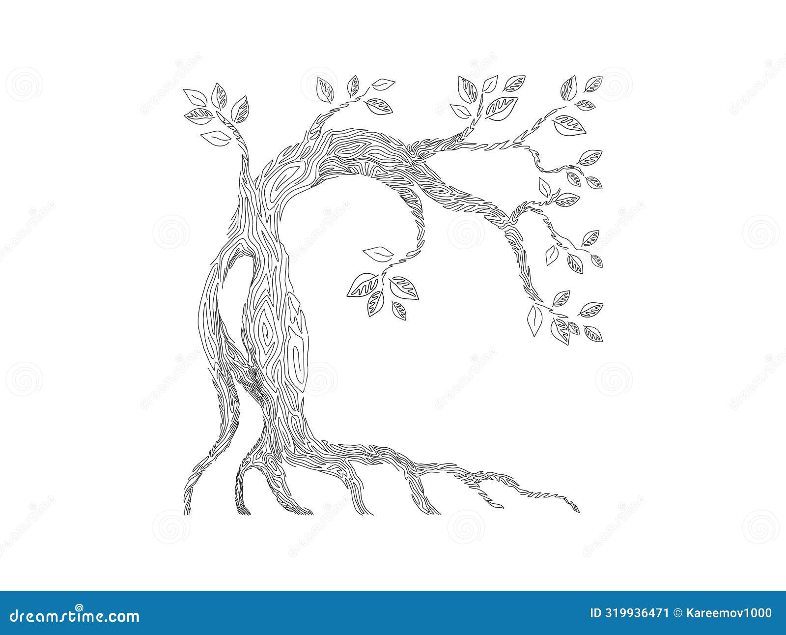 Line Hand Drawing Tree Roots Stock Illustration - Illustration of ...