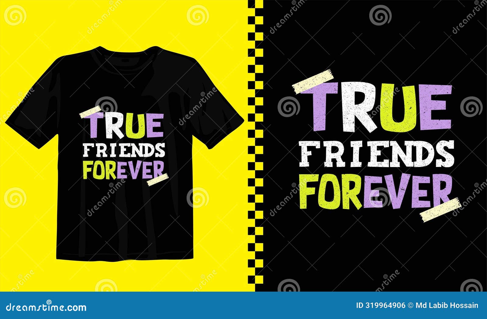 True Friends Forever Graphic T-shirt Design, Vector Illustration Stock ...