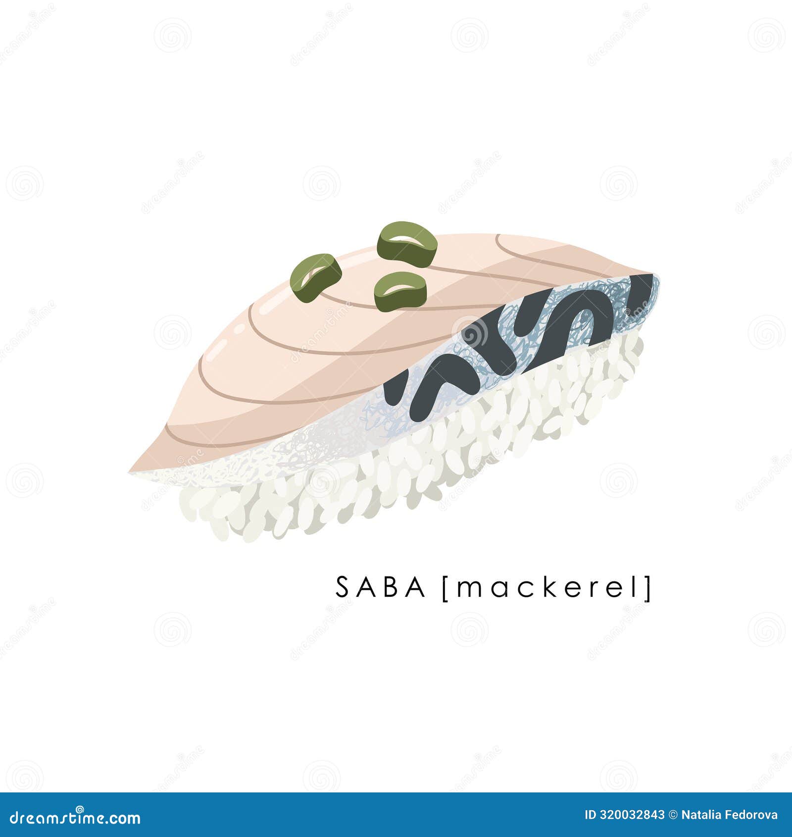 Sushi Nigiri One Piece With Caviar In Nori, Flat Vector Illustration ...
