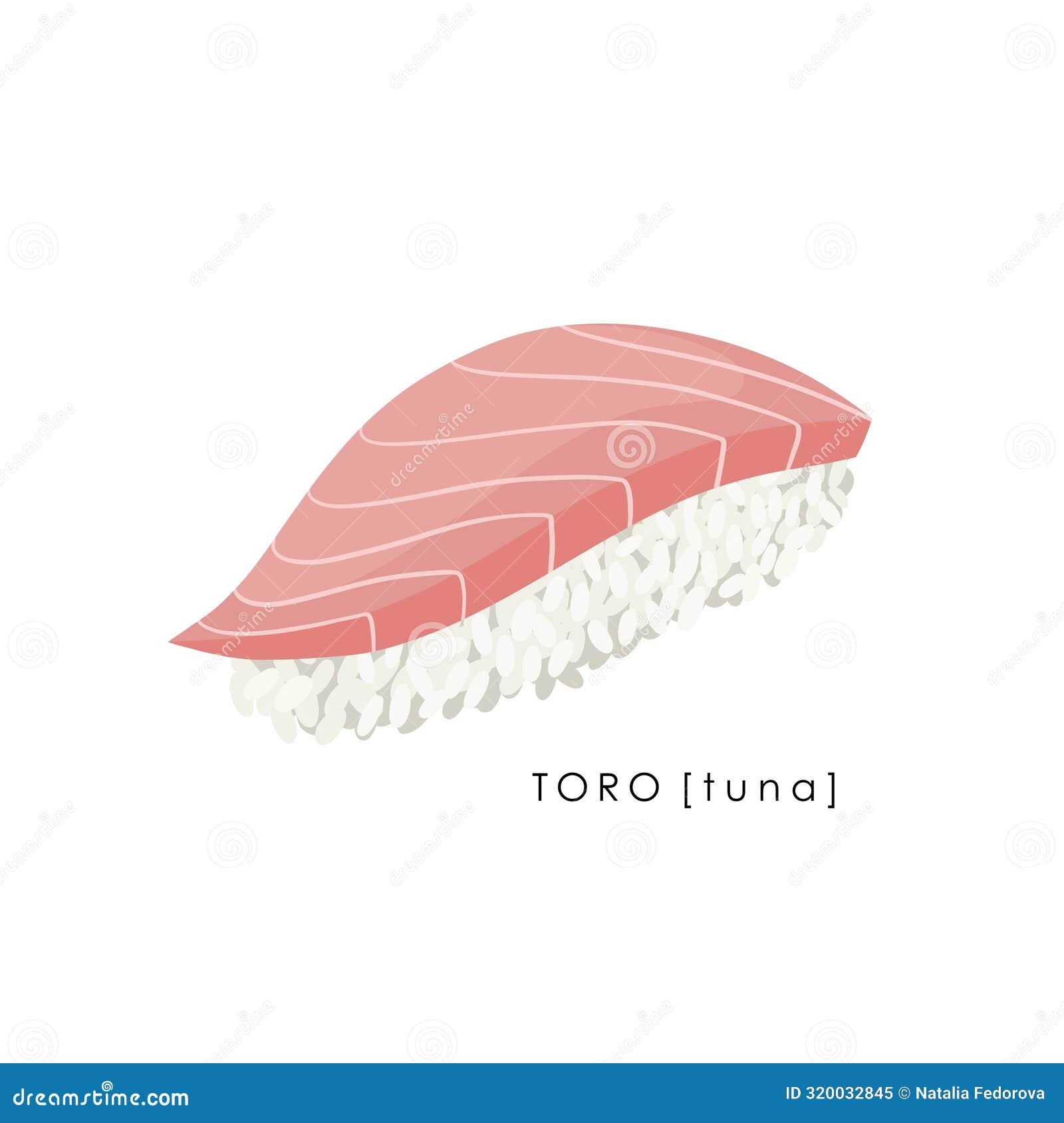 Tuna Sushi Nigiri On White Background. Toro Nigiri. Traditional ...