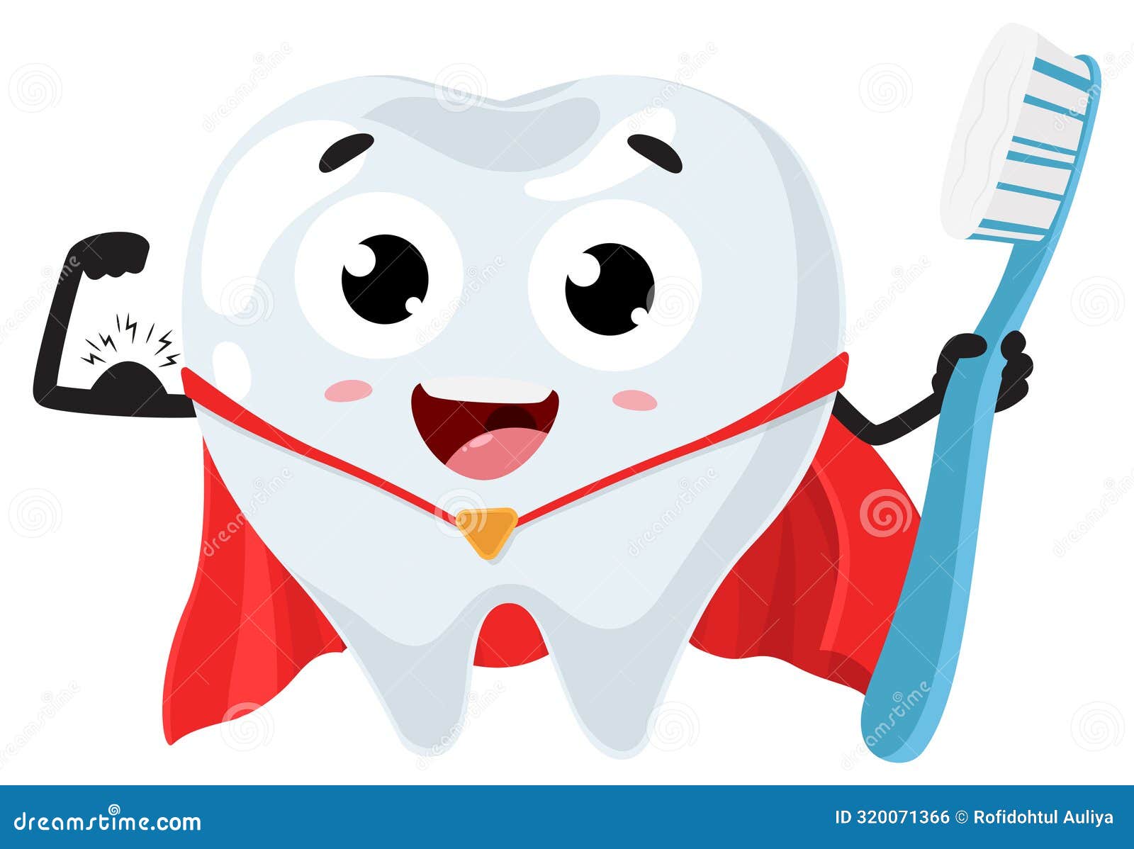 Cute Superhero Healthy Tooth Cartoon Character Stock Illustration ...