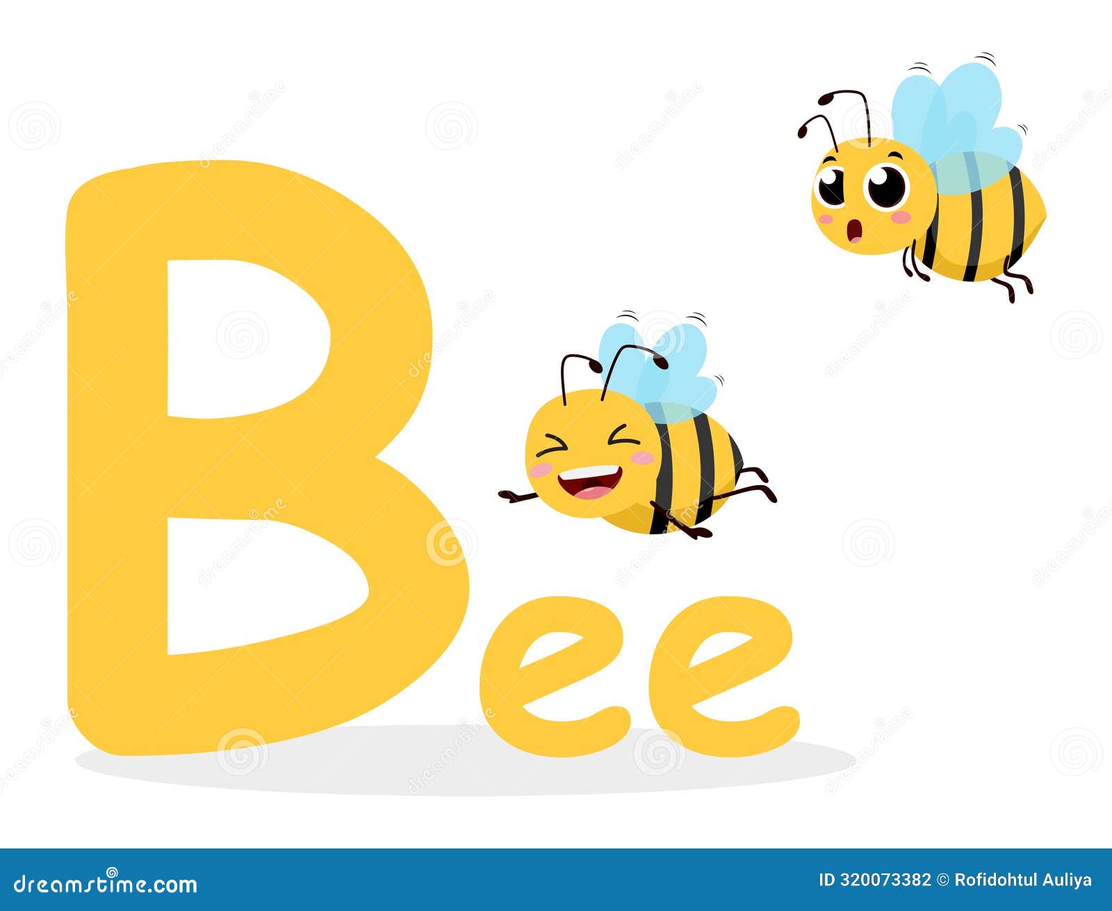 Cute Font Alphabet B for Bumble Bee Cartoon Characters Stock Vector ...