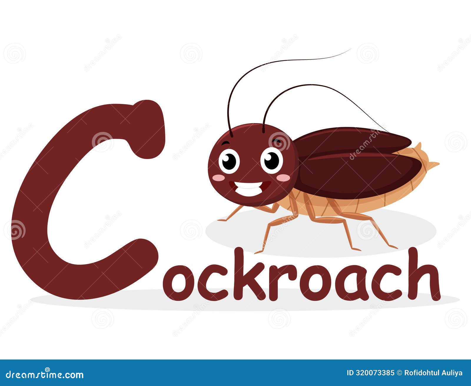 Cute Font Alphabet C for Cockroach Cartoon Characters Stock Vector ...