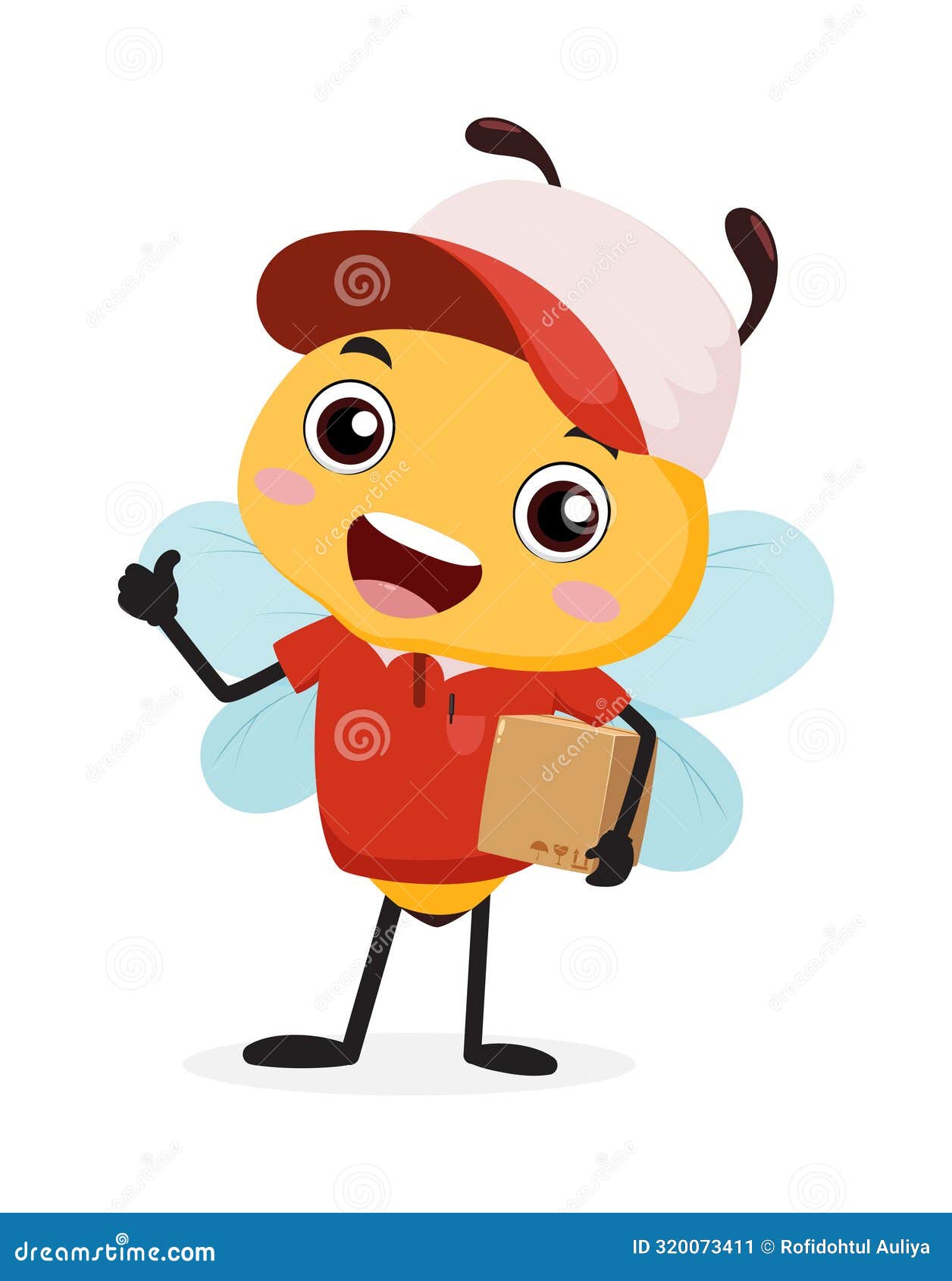 Cute Cartoon Delivery Bee Courier Holding Package Stock Illustration - Illustration of bumblebee ...