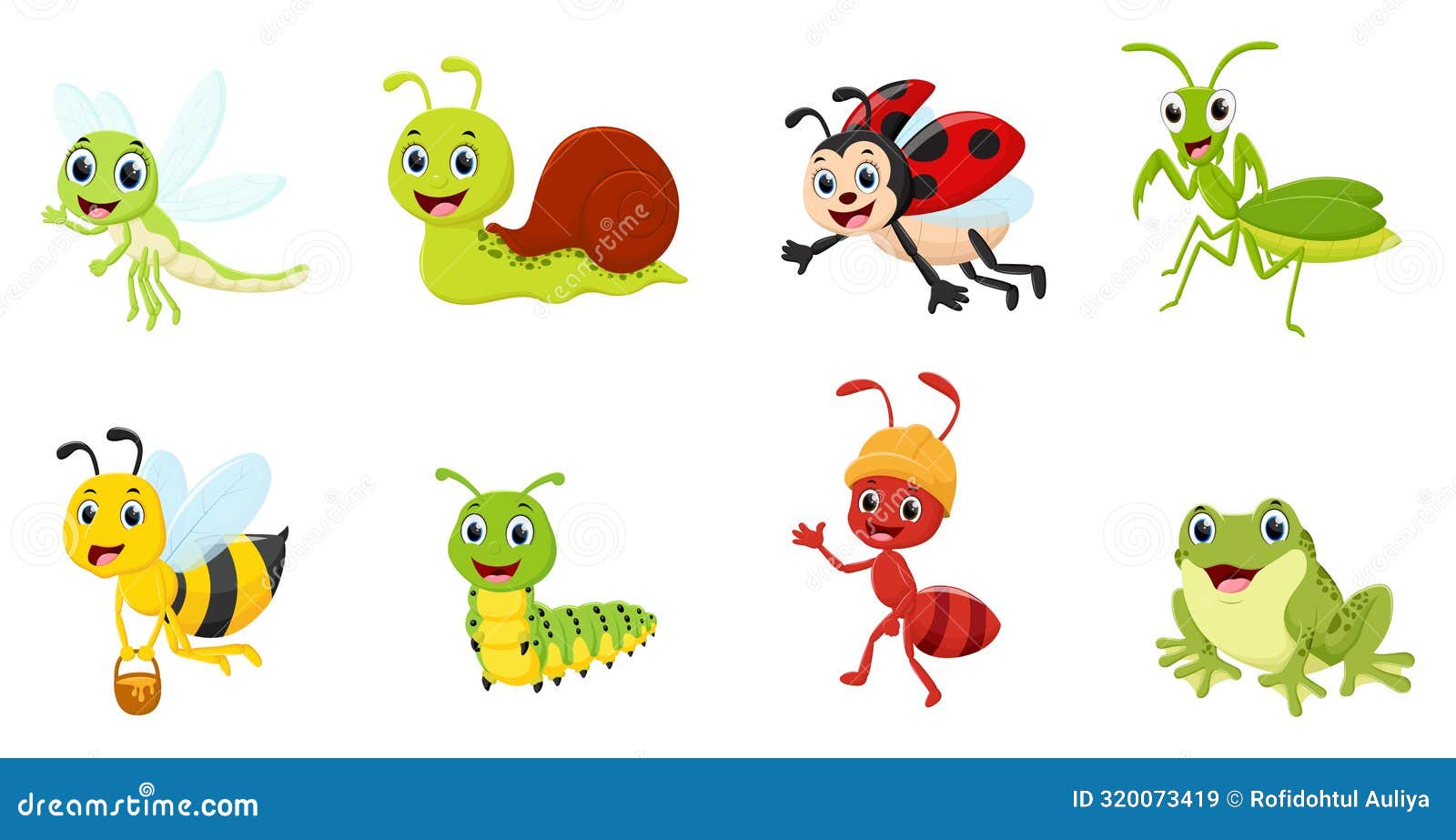 Set of Cute Insects Animals Cartoon, Farm Stock Illustration ...