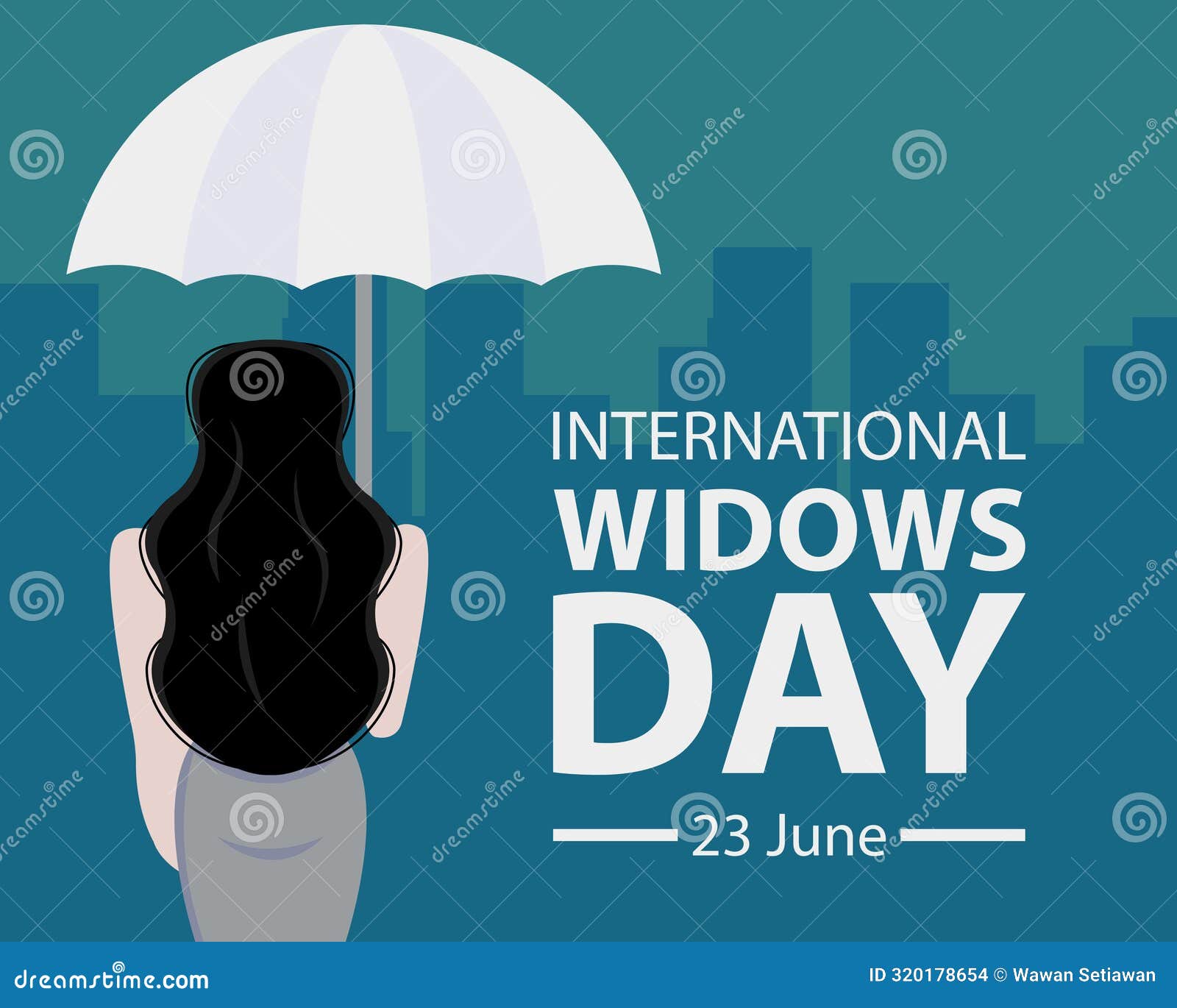 Illustration Vector Graphic of a Widow Uses an Umbrella Alone Stock ...