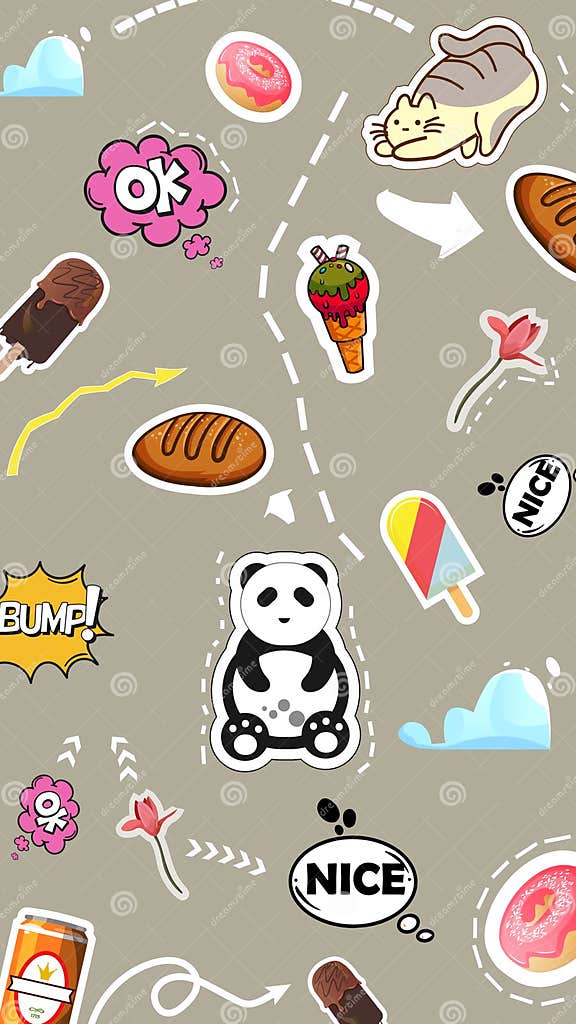 Patches Design. Cute Sticker Wallpaper Design for Cellphones, Tablets ...