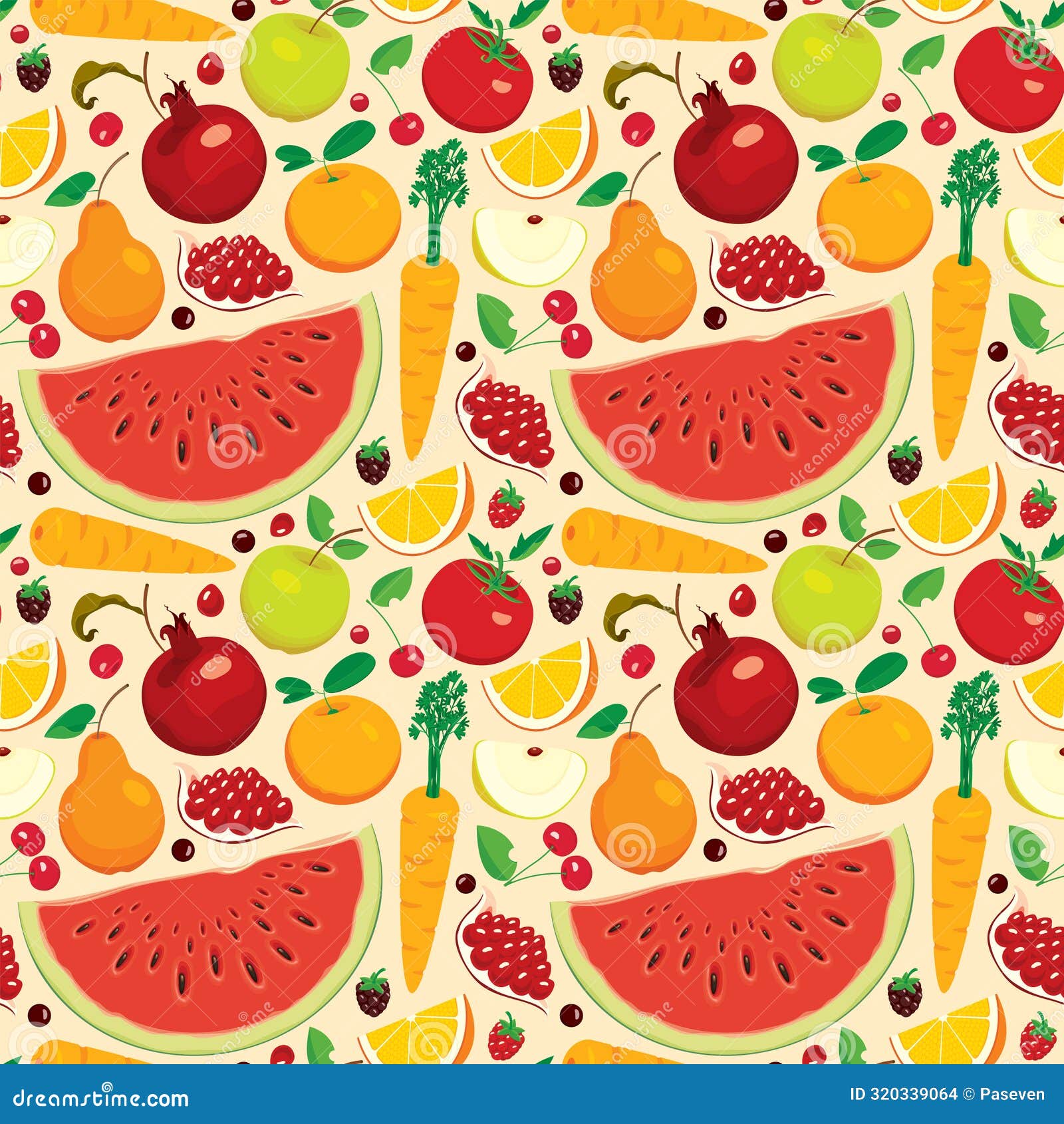 Seamless Pattern with Whole and Sliced Fruits Stock Vector ...