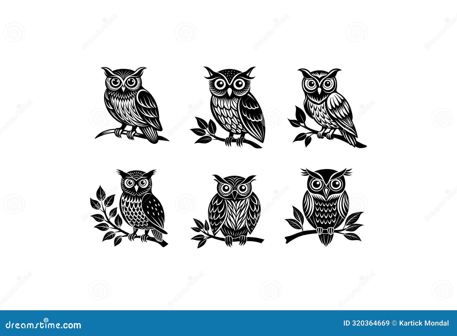Beautiful Owl Icons Vector Illustration Stock Illustration ...