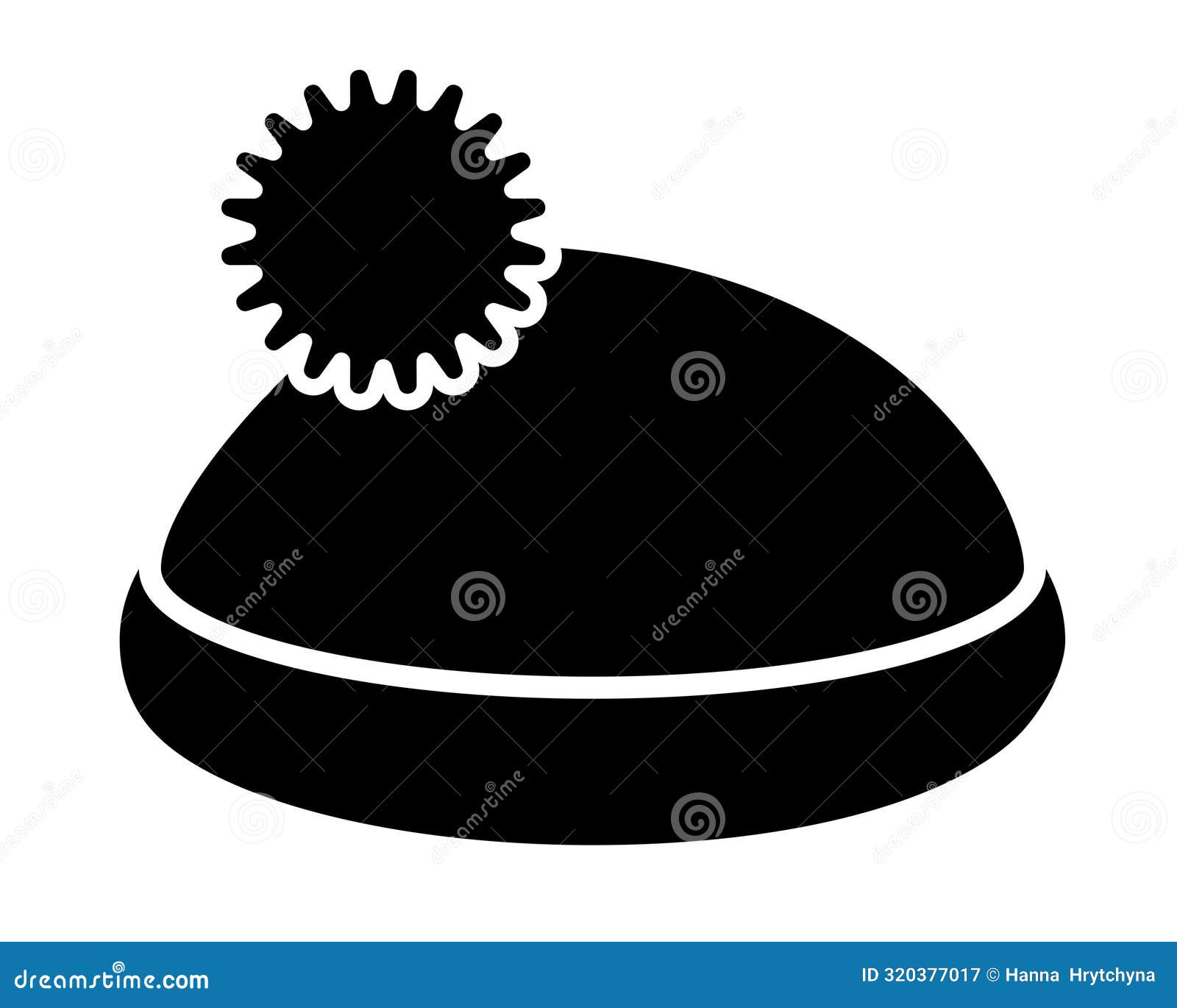 Hat With Pompom, Warm Winter Accessory, Headdress - Vector Silhouette ...