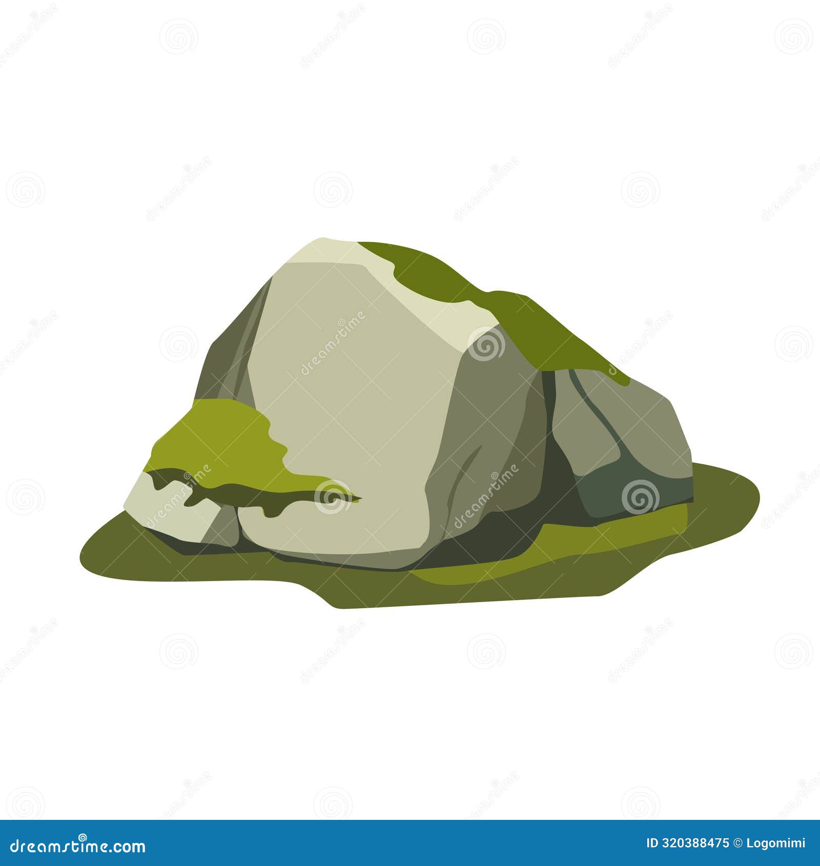Moss Rock Vector Image, Old Stone with Green Moss Illustration, Natural ...