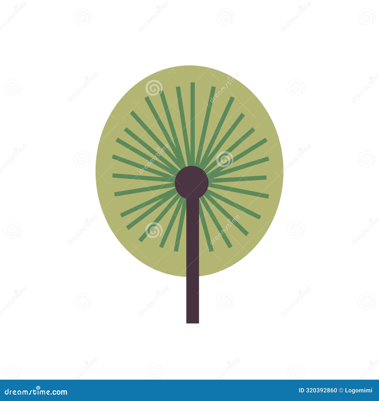 Cute Flat Geometric Tree Vector Illustration, Cartoon Green Tree Image ...