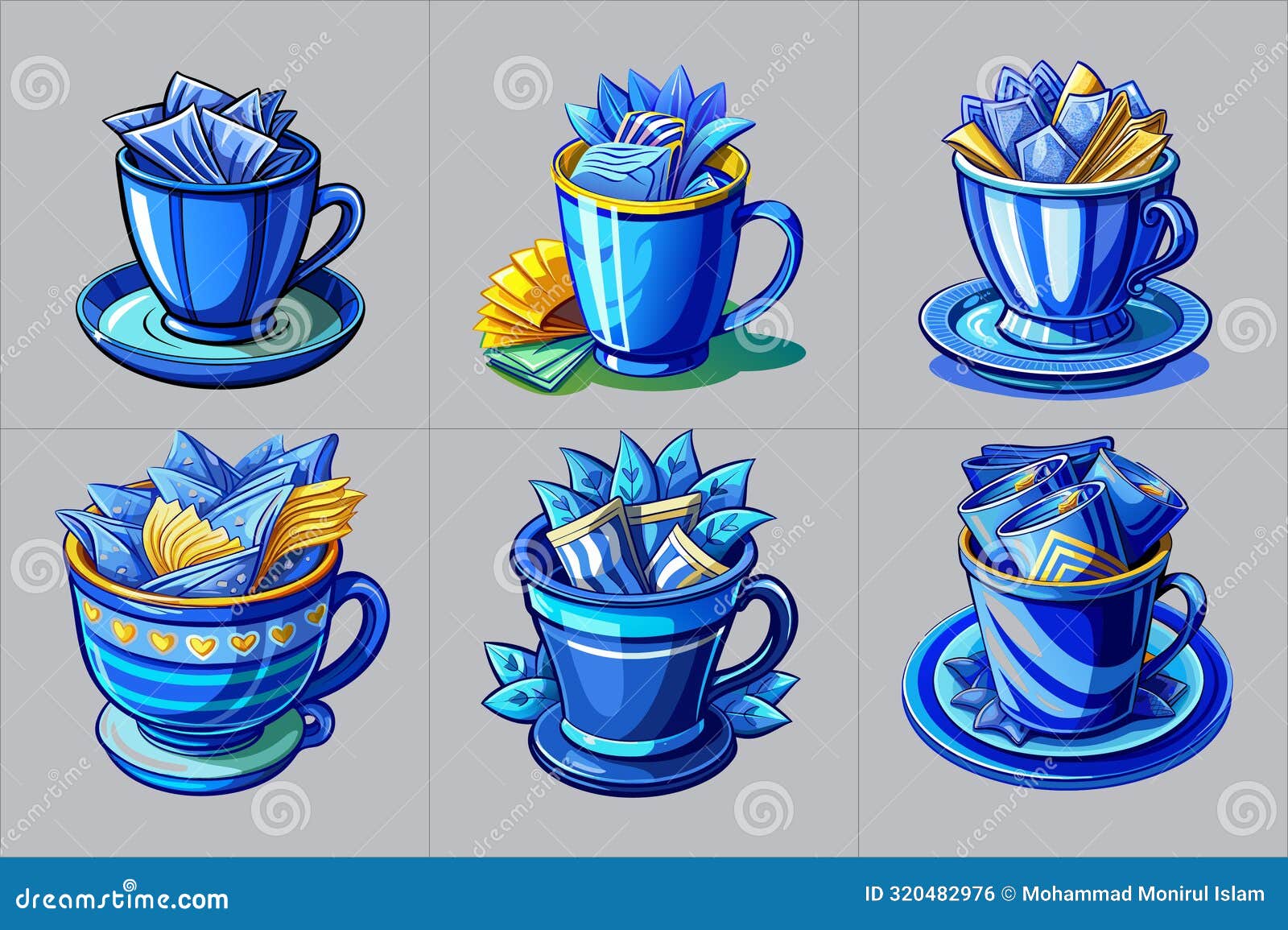 Print High-Quality Blue Cup Vector Illustration Stock Vector ...