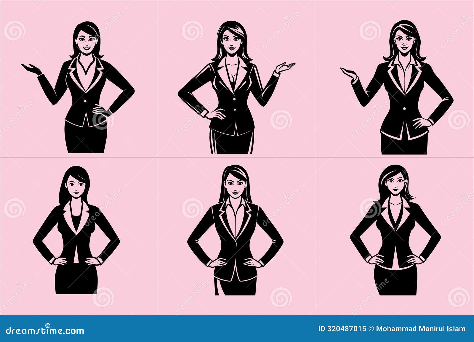 Print Business Woman Vector Illustration Stock Vector - Illustration of ...