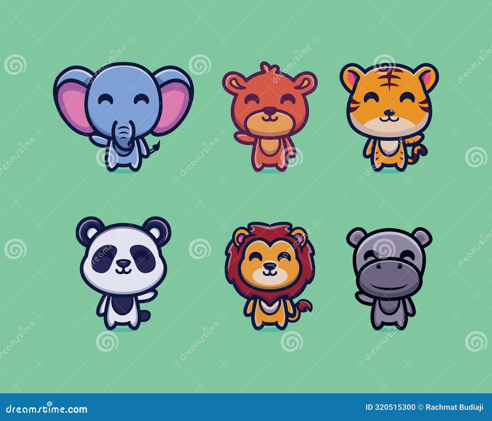 Vector Cute Animal Mascot Cartoon Collection Stock Vector ...