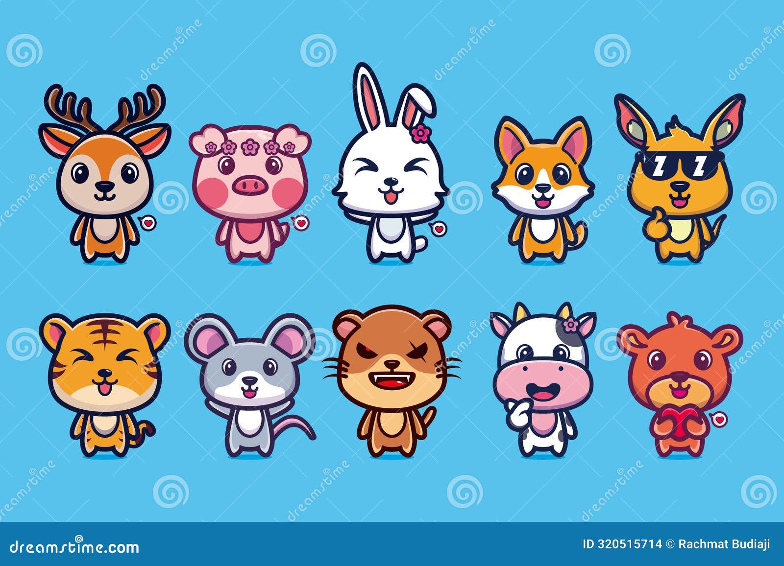 Vector Cute Animal Collection Design Stock Vector - Illustration of ...