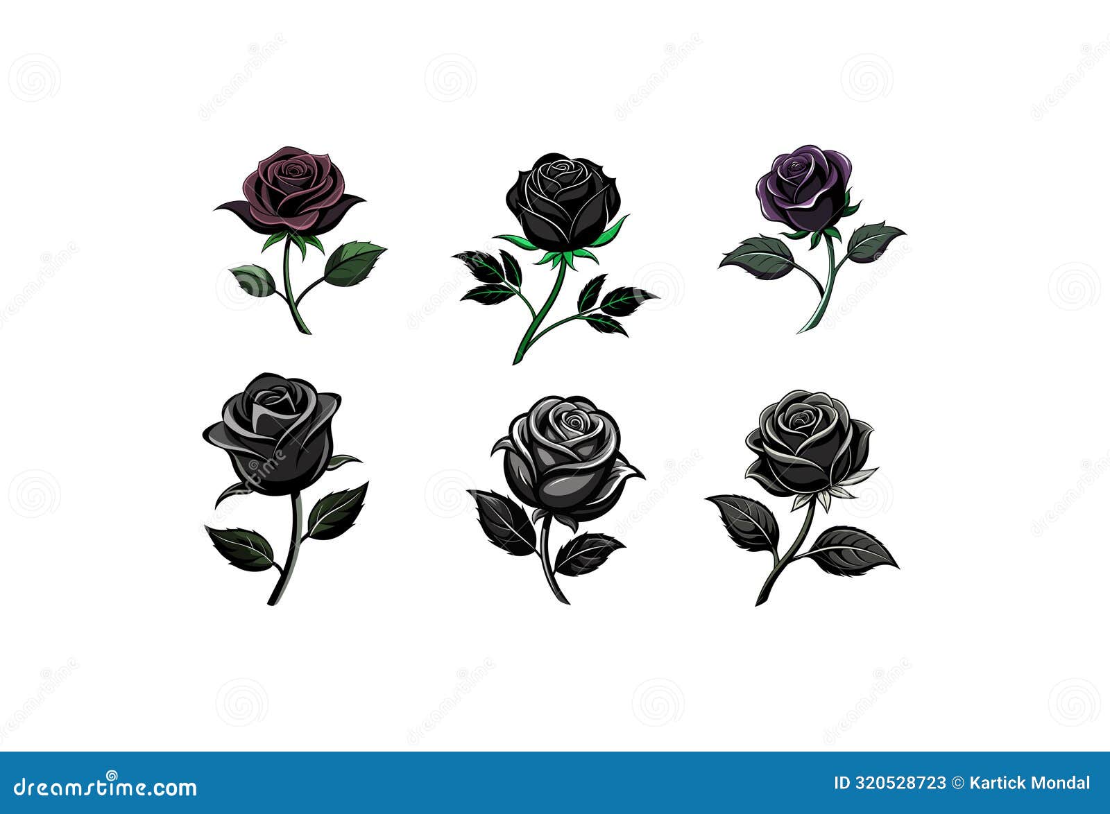 Set of Roses Vector Illustration Stock Vector - Illustration of card ...
