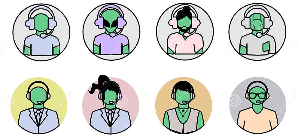 Different People Symbol: Call Center Agents, Telemarketer Operator ...