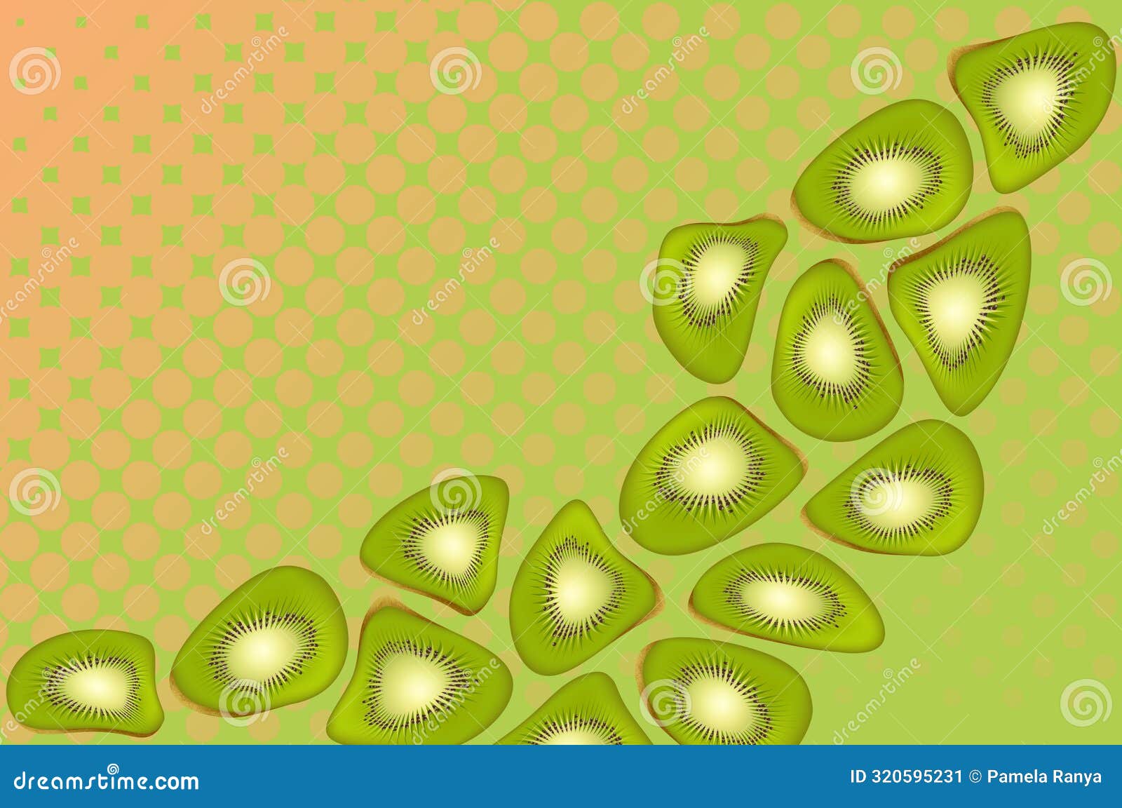 Colorful Kiwi Background. Fruit Composition on the Dotted Background ...