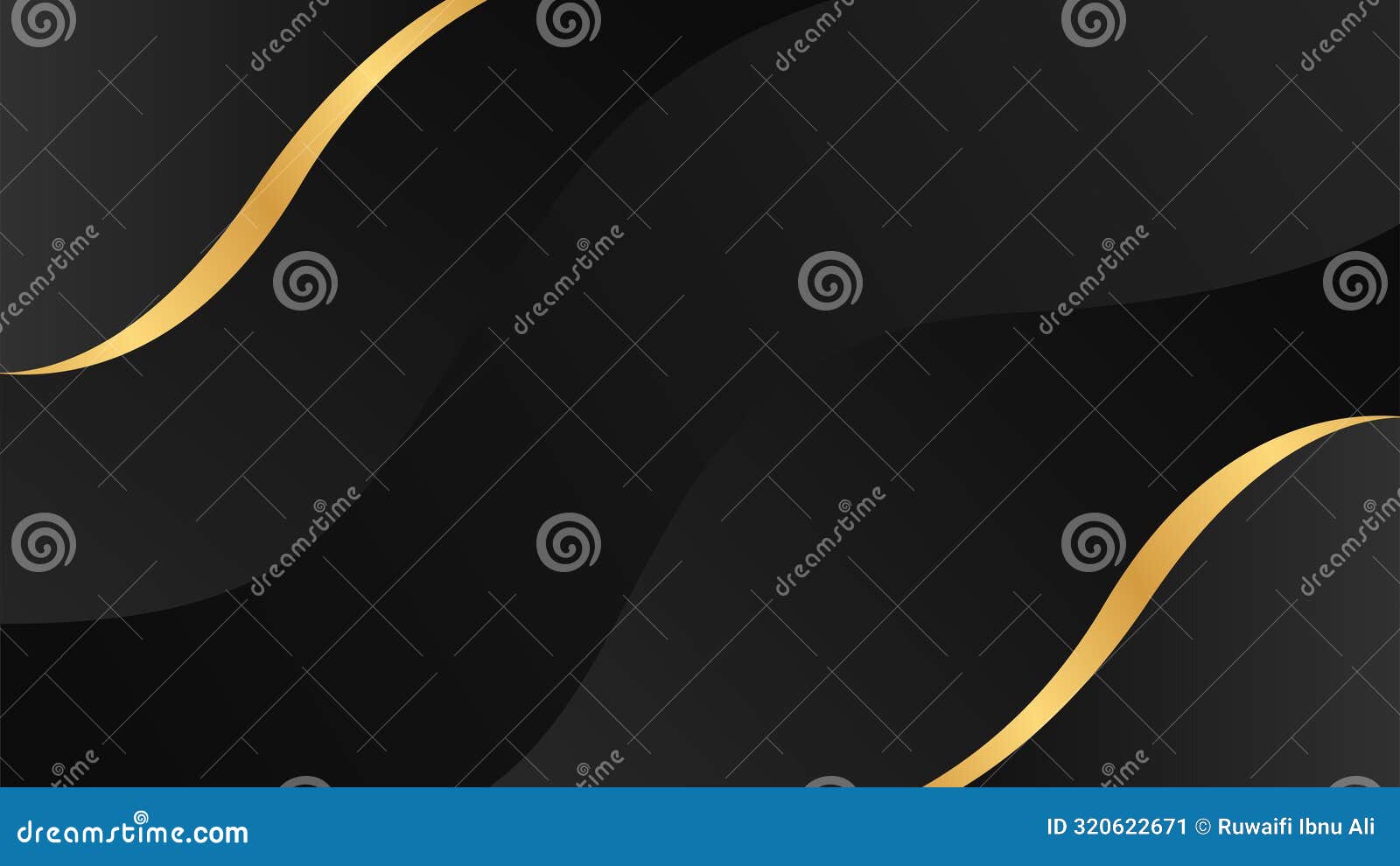 Black and Gold Abstract Curve Background, Metallic Wavy Shapes, Vector ...