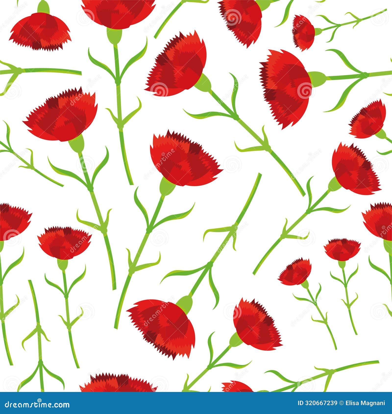 Red Carnations Illustration. Floral Pattern. Stock Vector ...