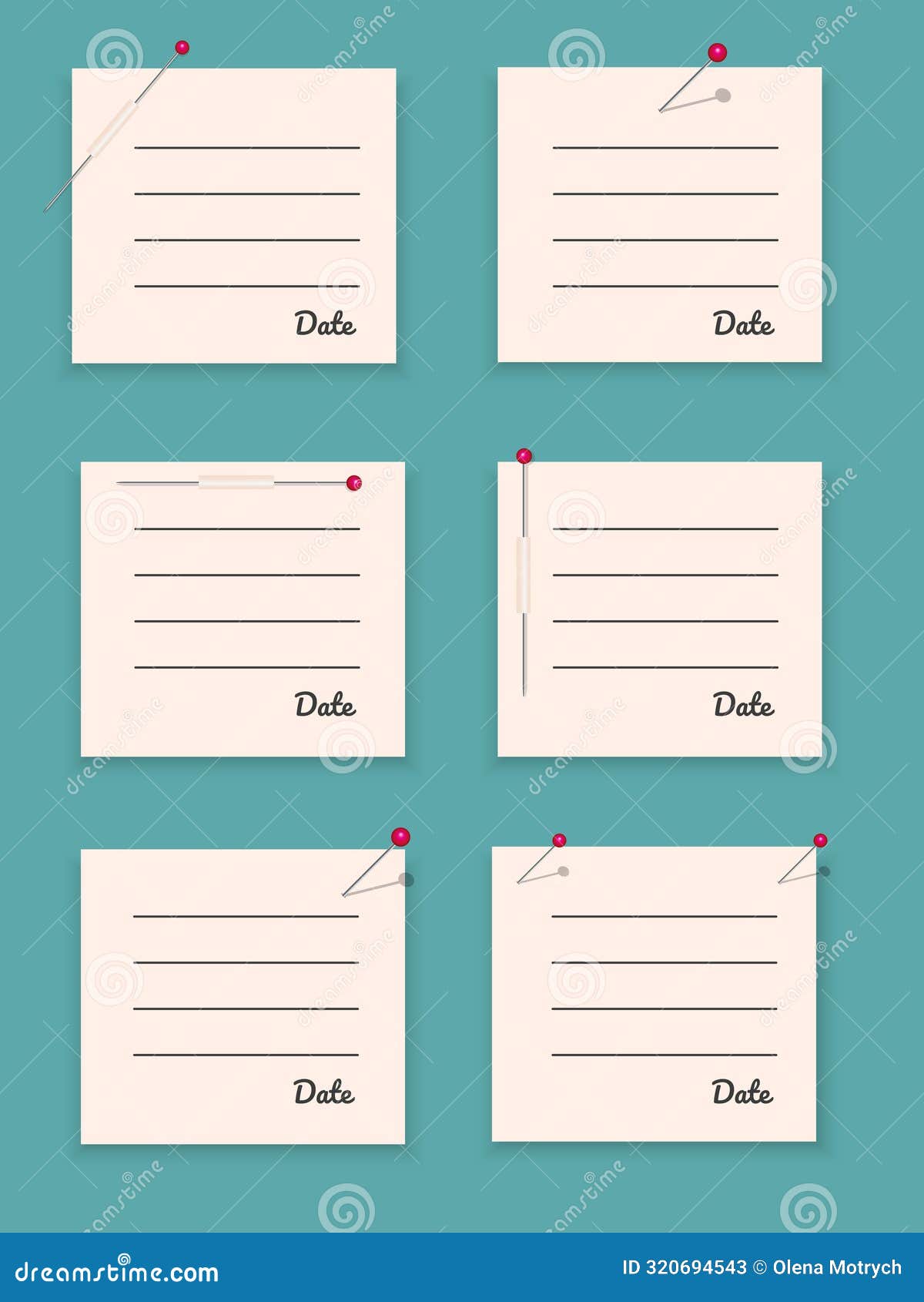 Vector Paper Square Shape Stickers with Paper Pins. Stock Vector ...