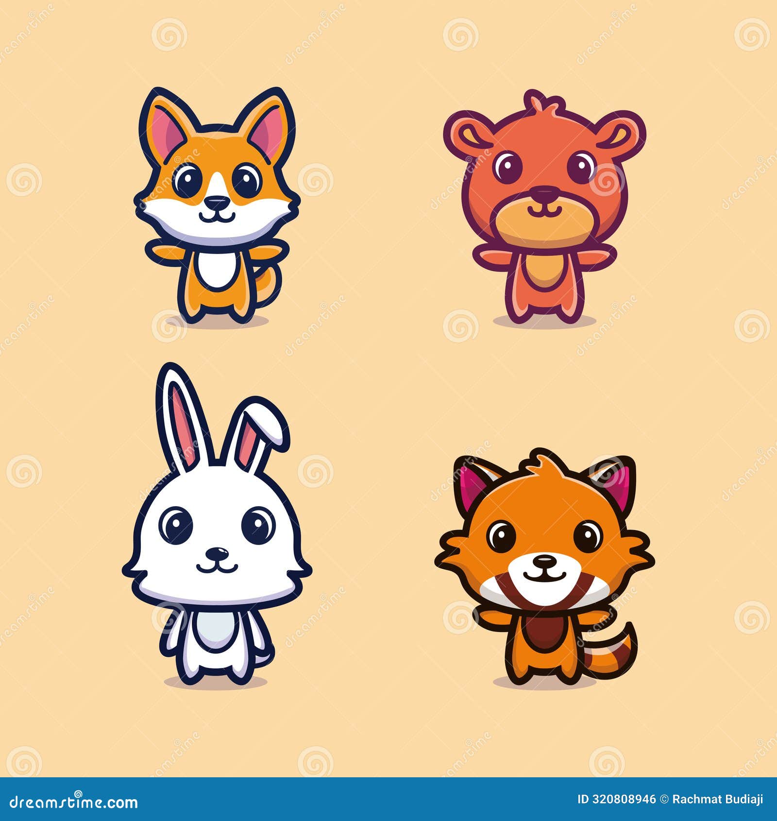 Vector Cute Animal Collection Design Stock Illustration - Illustration ...