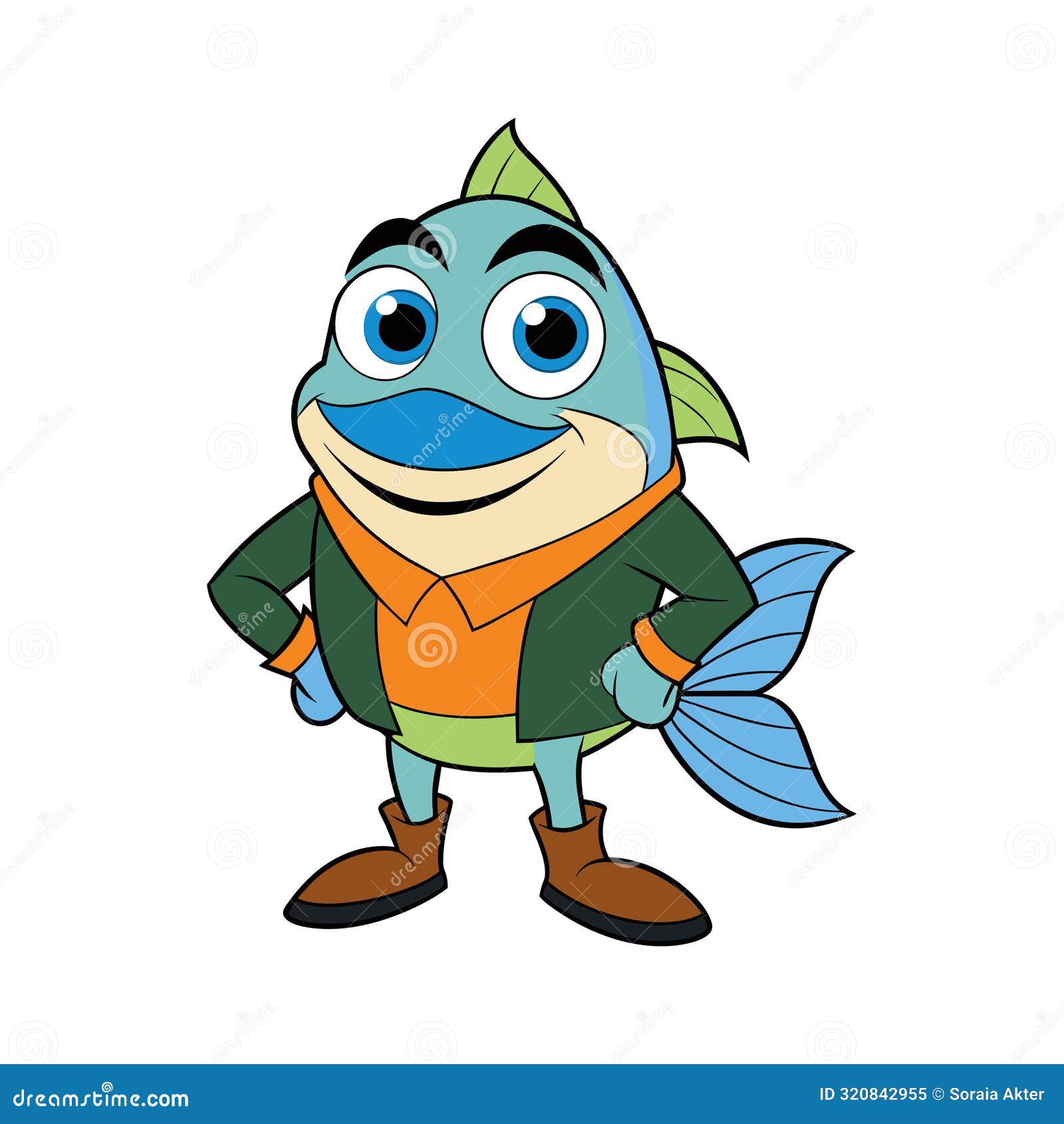 Vector of Cartoon Fish Illustration on White Eps10 Stock Vector ...