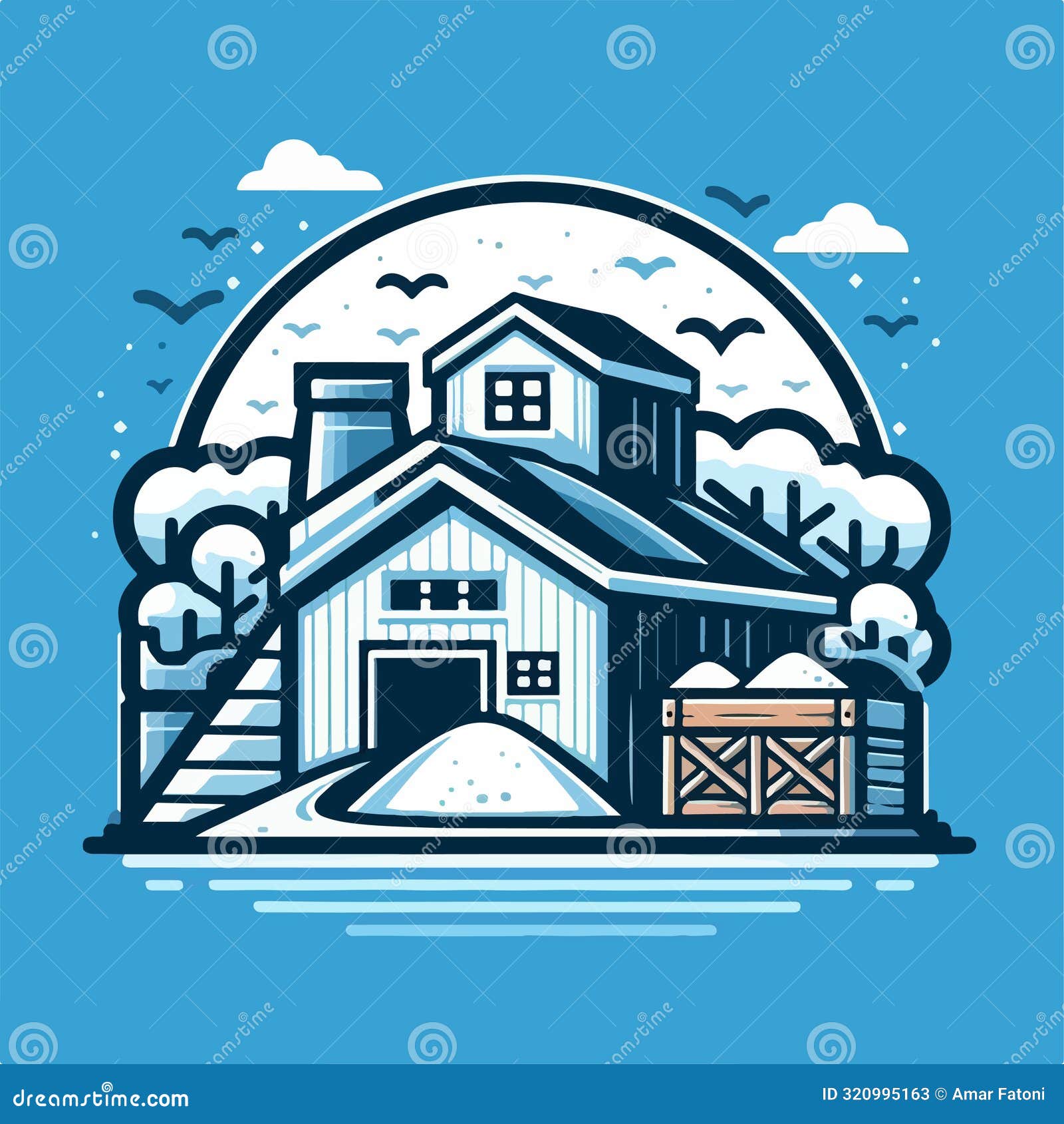 Rustic Barnhouse Under a Moonlit Sky Stock Vector - Illustration of ...