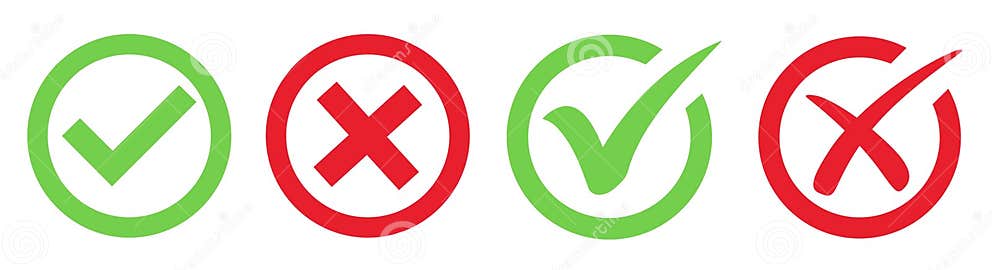 Check Mark Icon Button Set. Isolated Checkmark Symbol, Right and Wrong ...