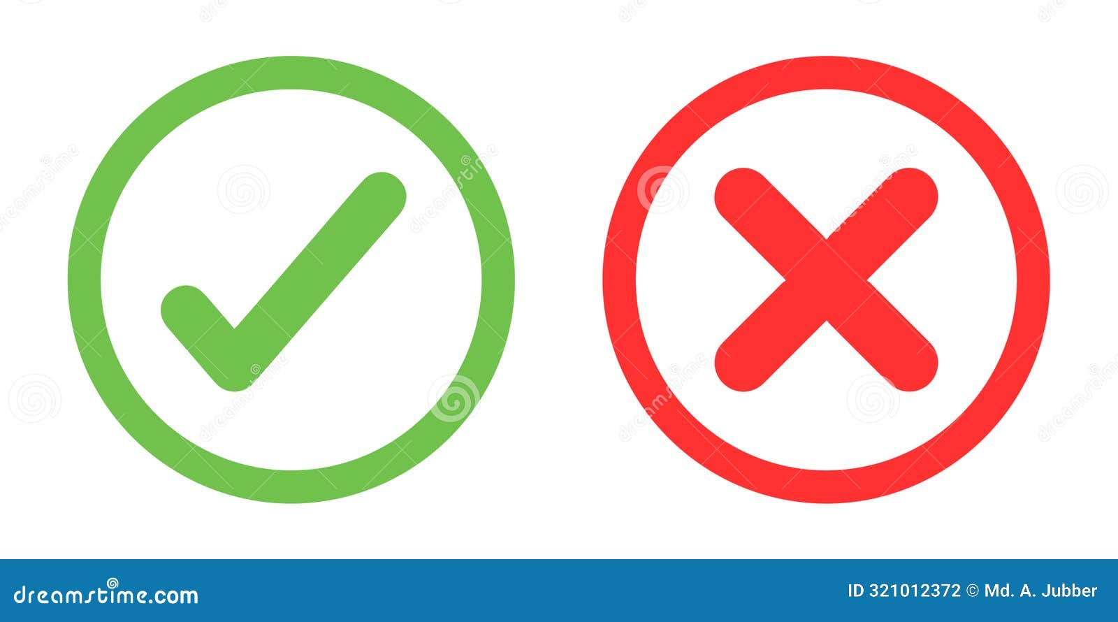 Check Mark Icon Button Set. Isolated Checkmark Symbol, Right and Wrong ...