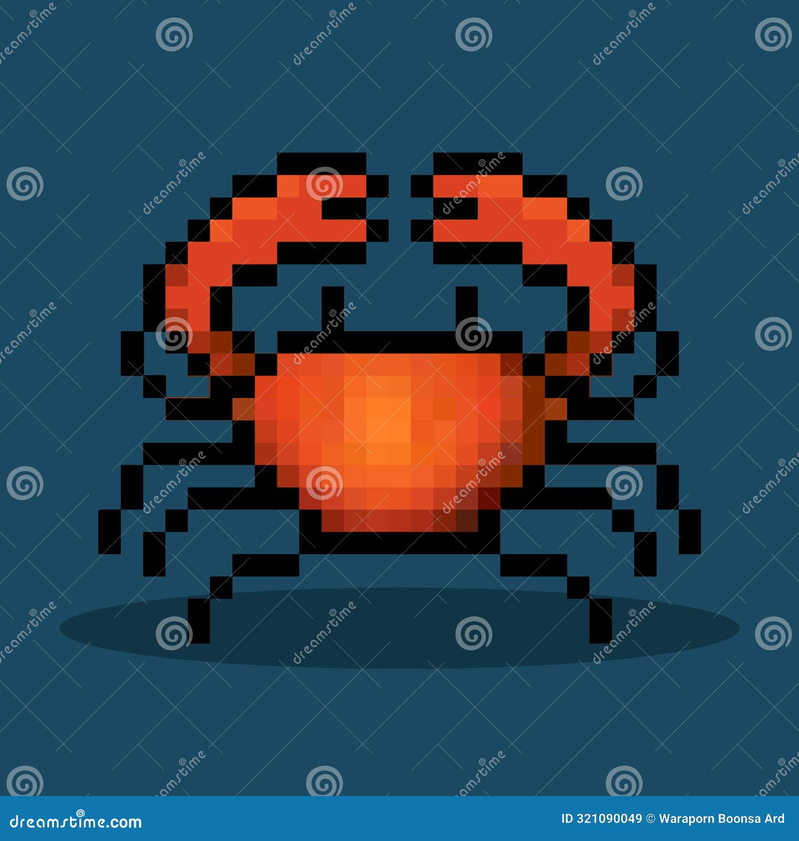 Crab in 8 bit pixel art stock vector. Illustration of game - 321090049