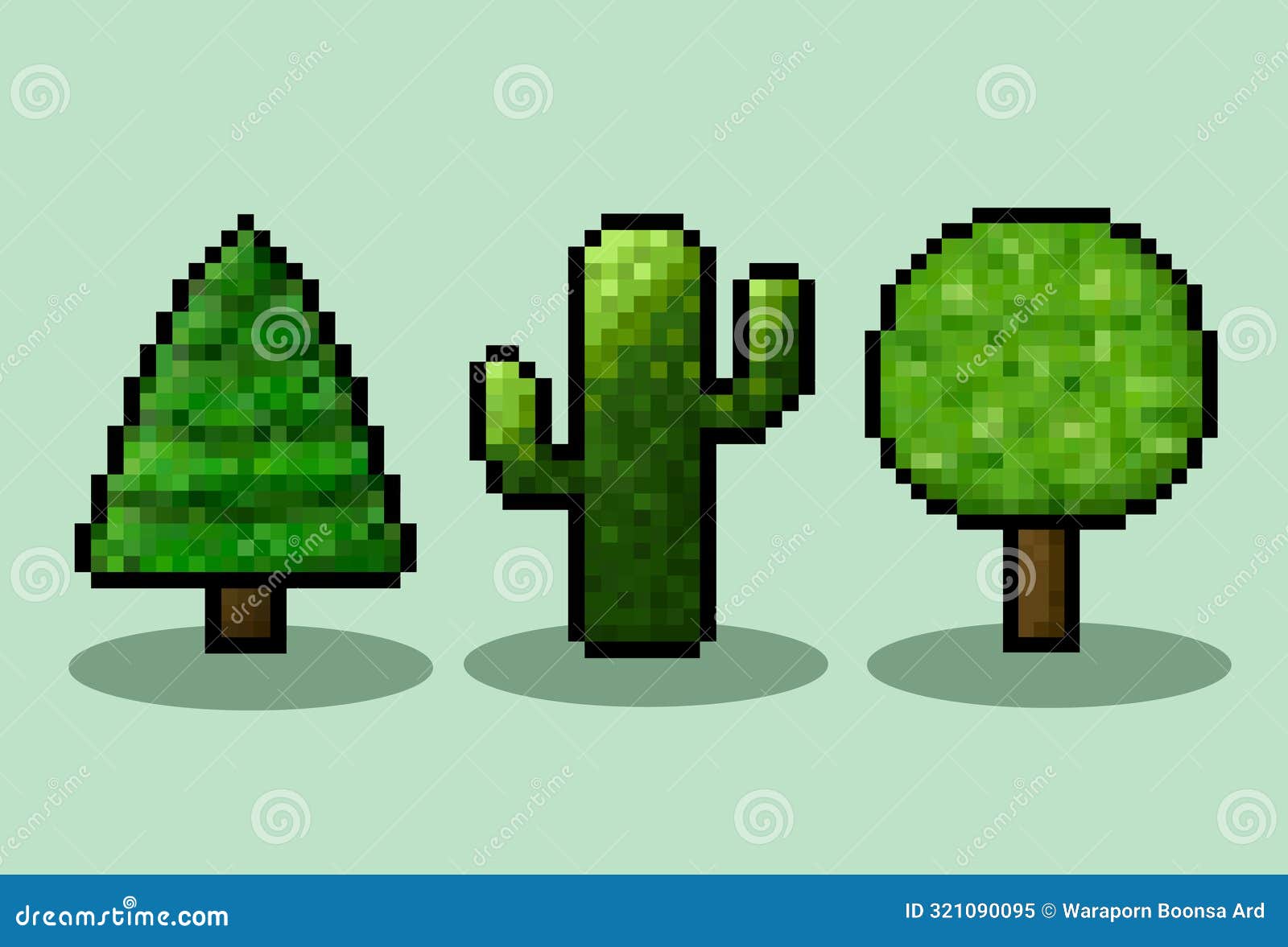 Tree in 8 bit pixel art stock vector. Illustration of wild - 321090095