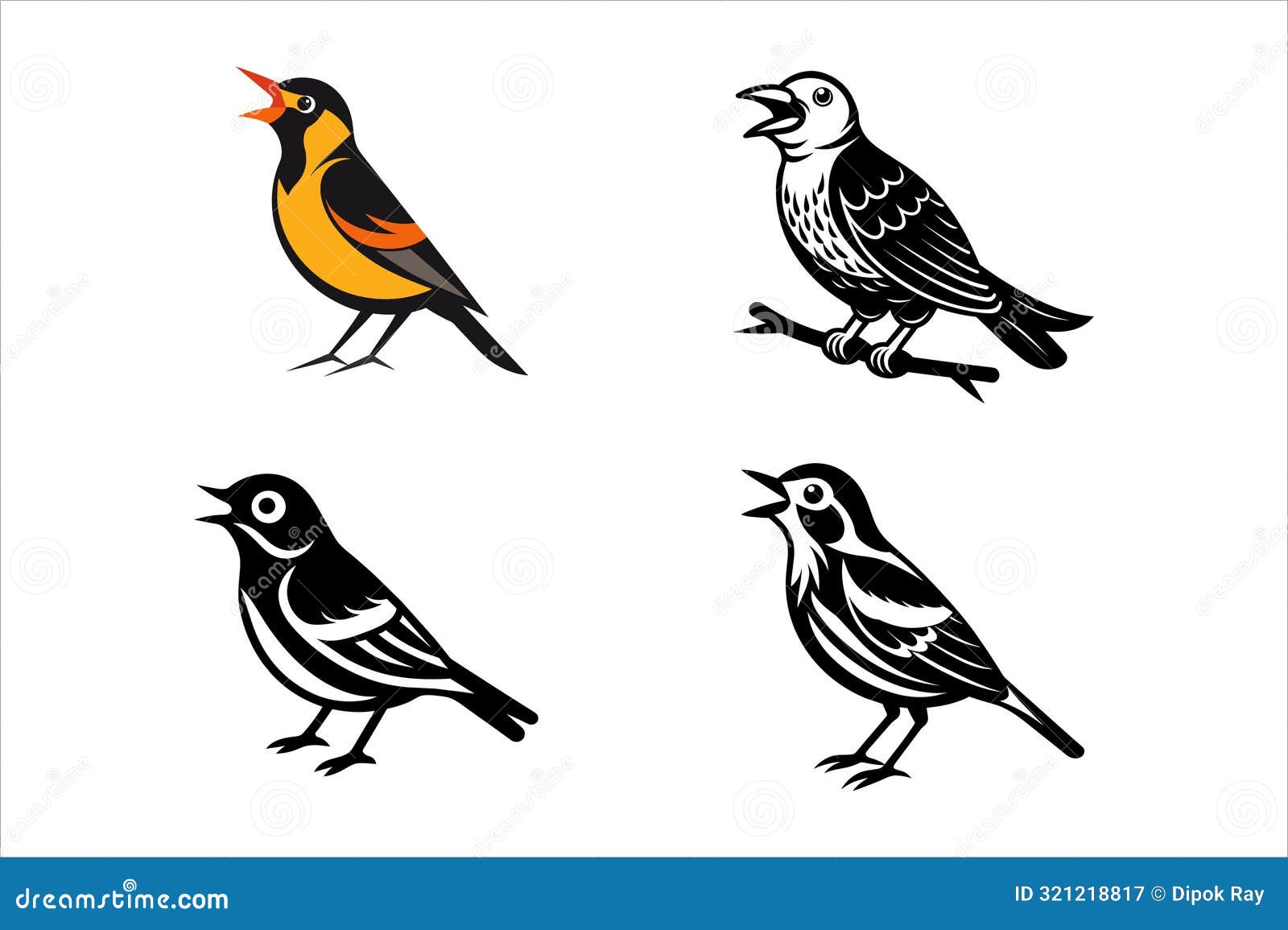Black Warbler Bird Icon Victor Stock Vector - Illustration of warbler ...
