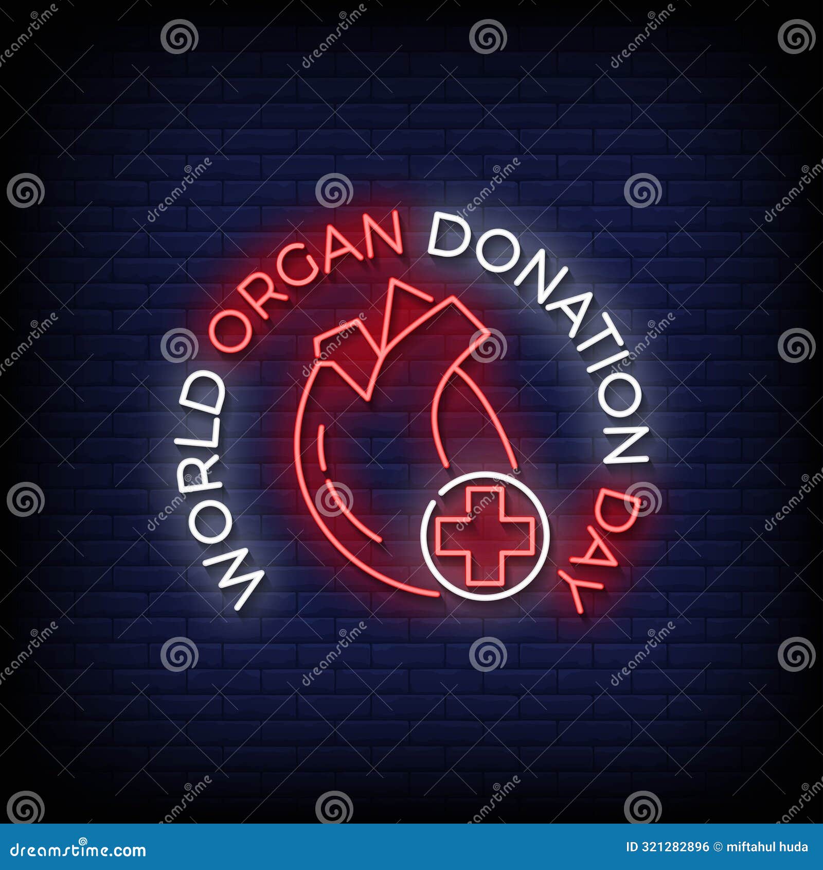 World Organ Donation Day Neon Sign on Brick Wall Background Vector ...