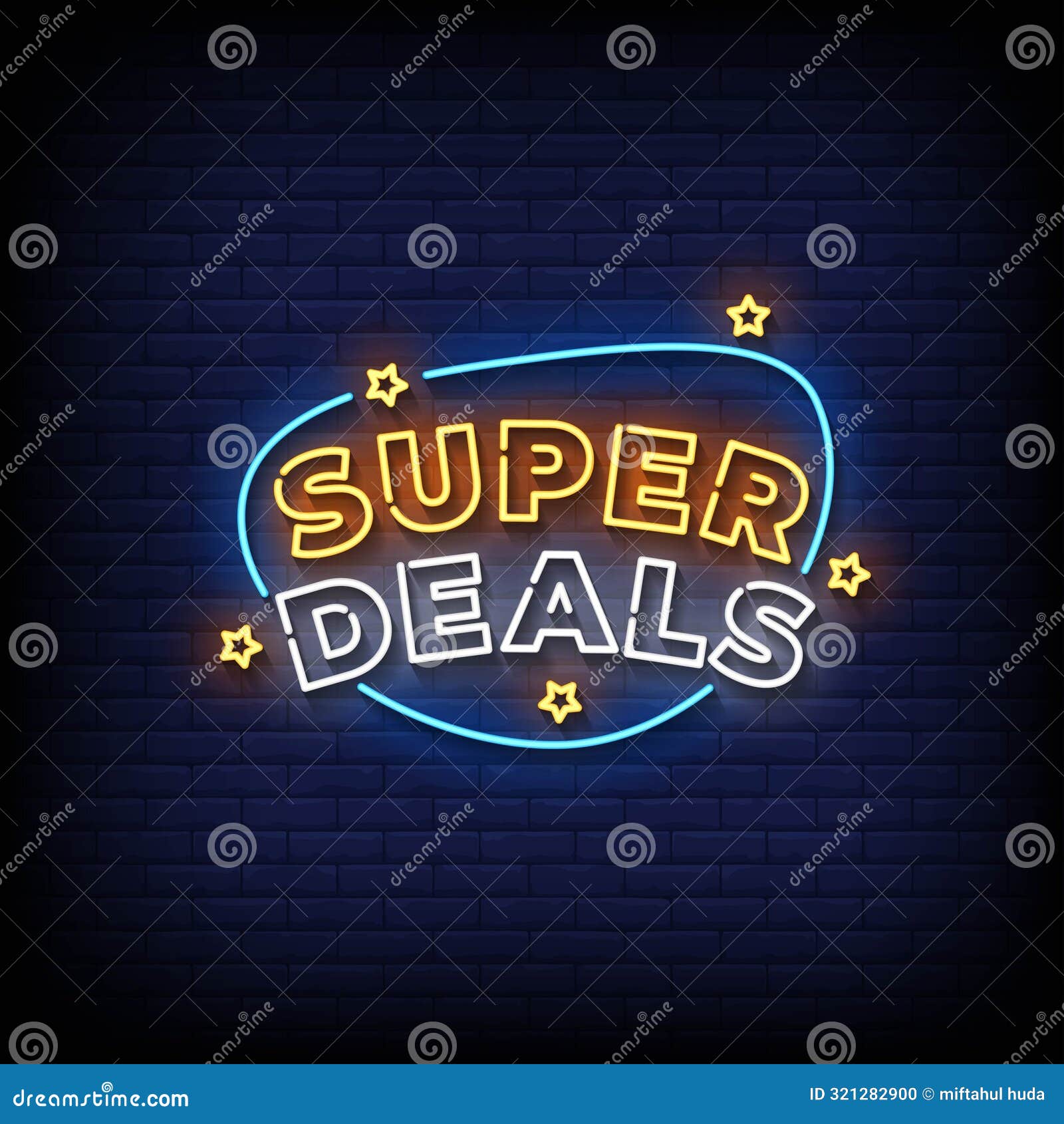 Super Deals Neon Sign on Brick Wall Background Vector Stock Vector ...