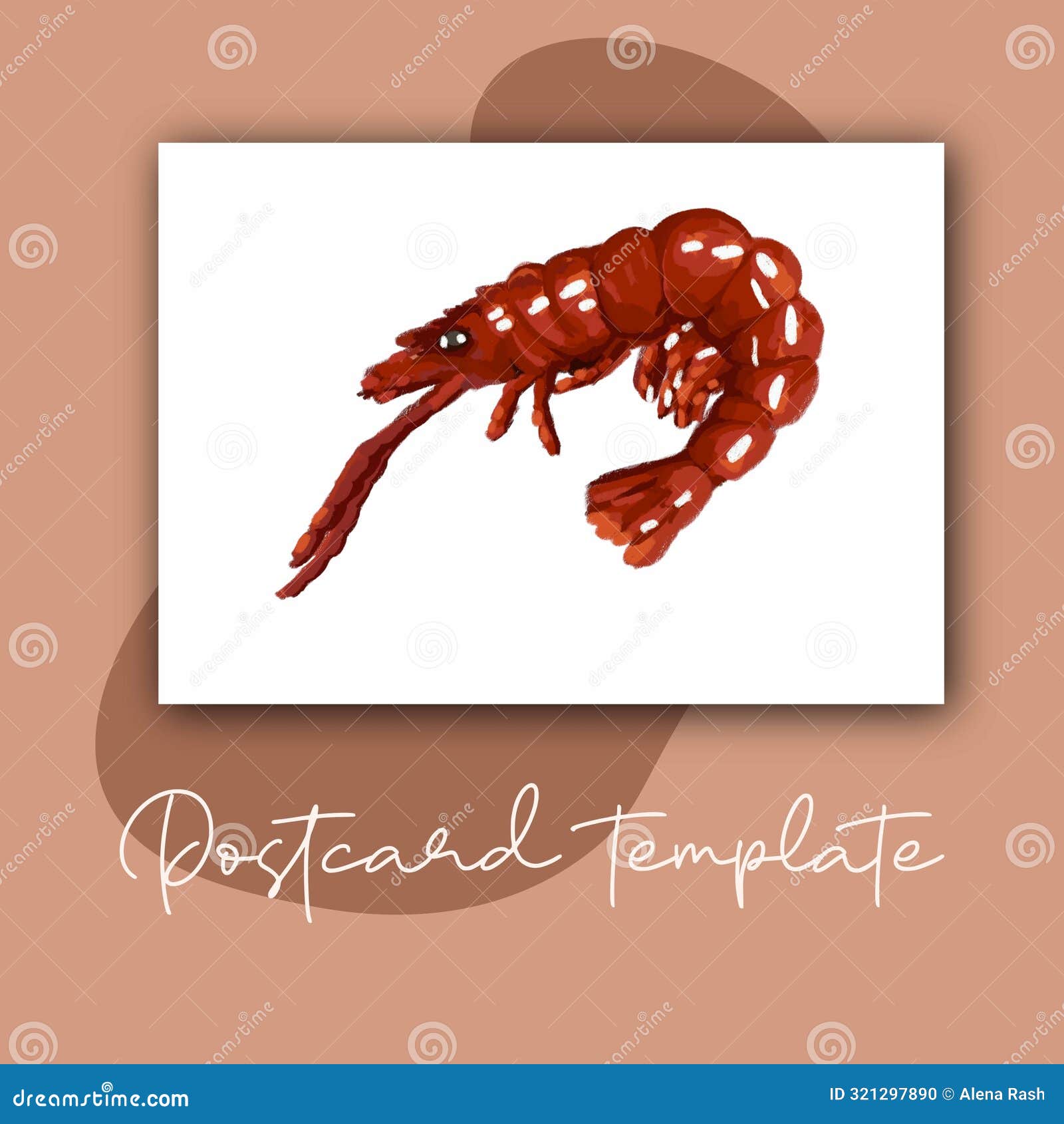 Postcard Template Jpeg Png Vector Illustration Shrimp Living Stock ...