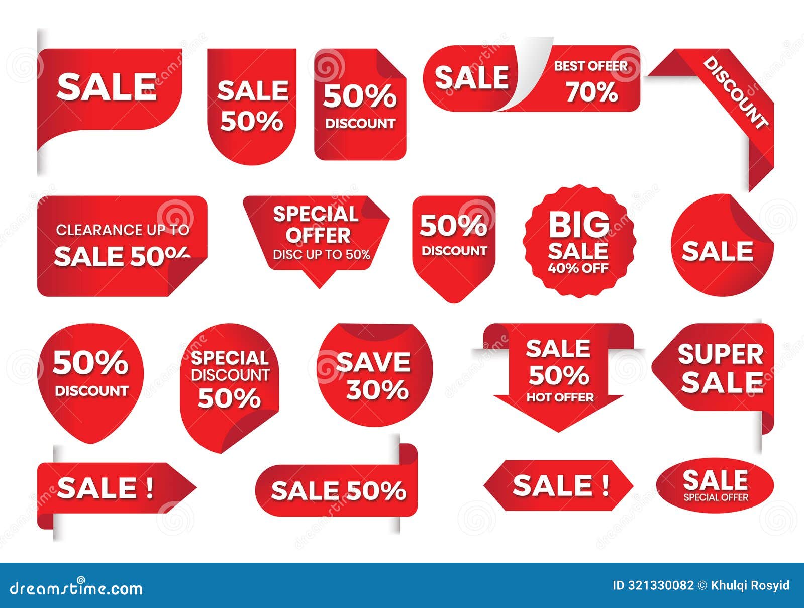 Vector Red Sale Label Pack Collection. Stock Vector - Illustration of ...