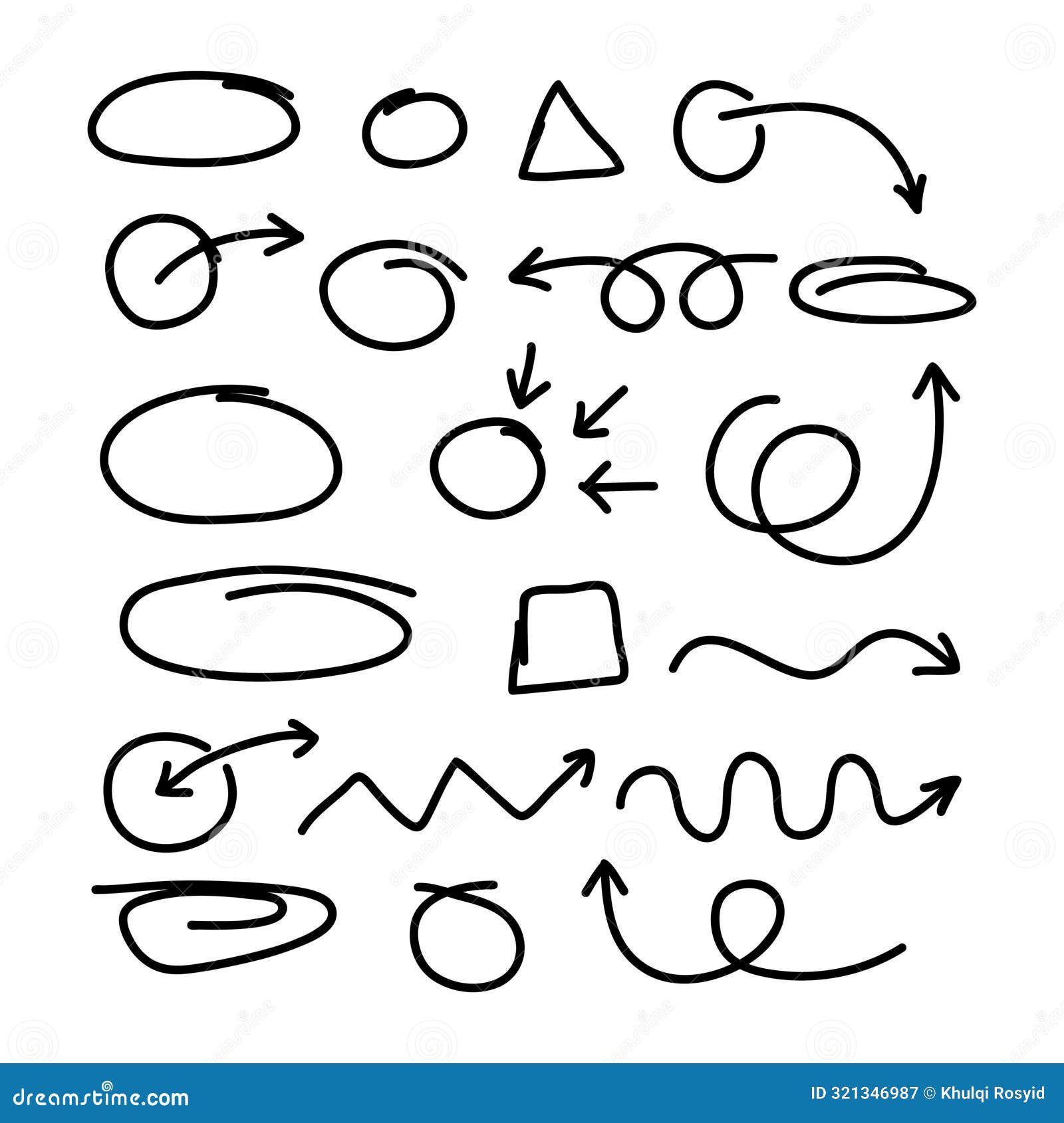 Hand Drawn Scribble Element Collection. Stock Vector - Illustration of ...