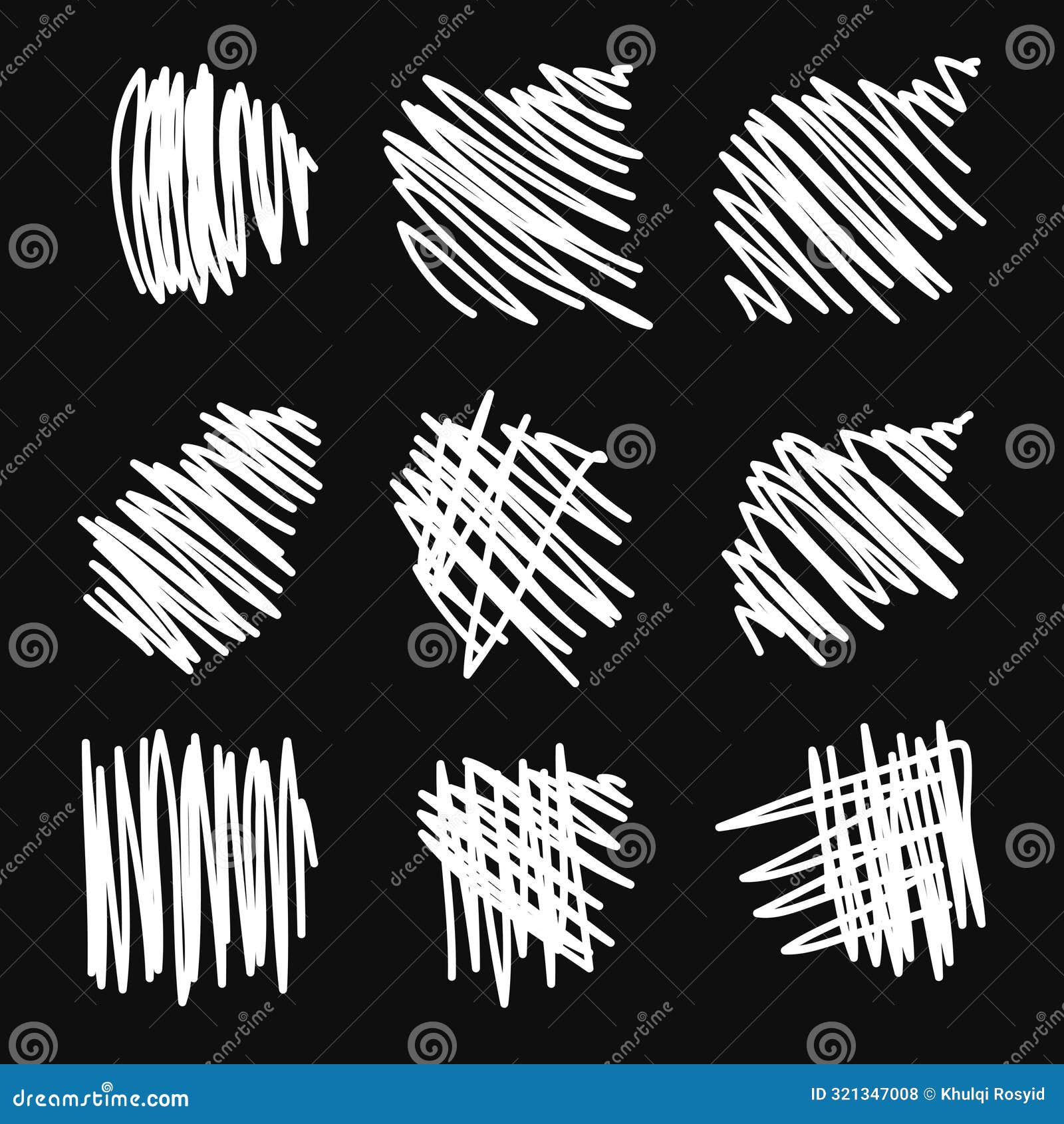 Vector Abstract White Sketch Random Scribbles on a Black Background ...
