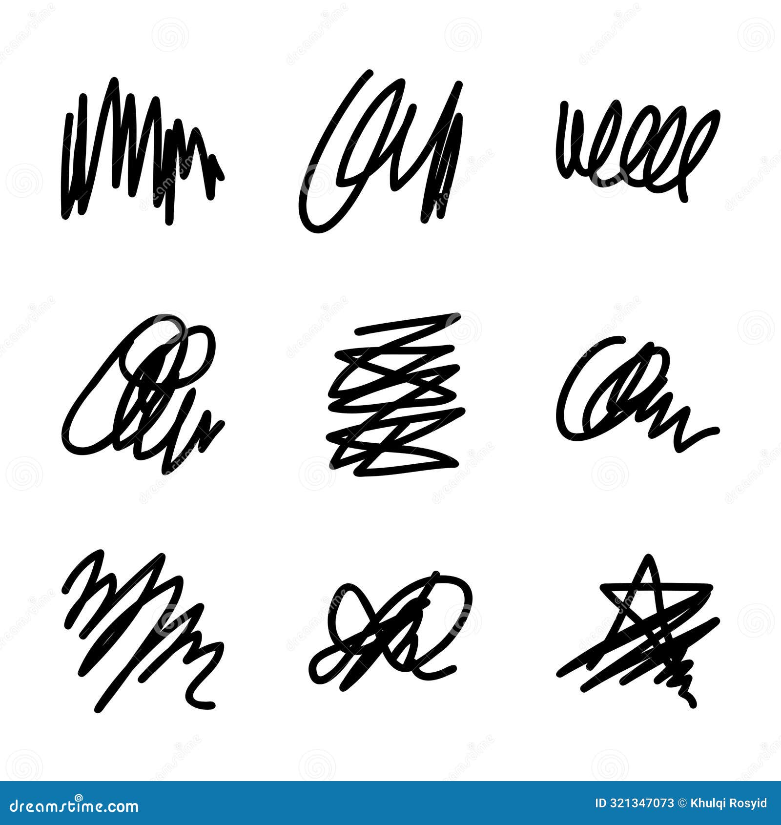 A Set of Vector Abstract Pen Sketch Random Scribbles Stock Vector ...