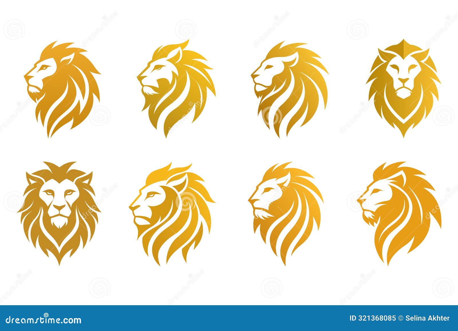Golden Lion Logo Vector Illustration. Stock Vector - Illustration of ...