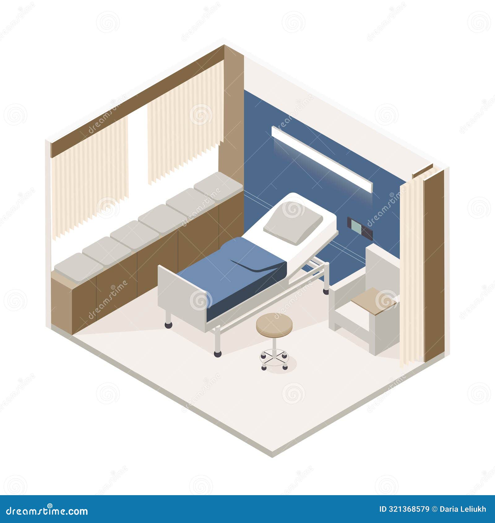 Vector Isometric Low Poly Minimalistic Medical Clinic Interior. Modern ...